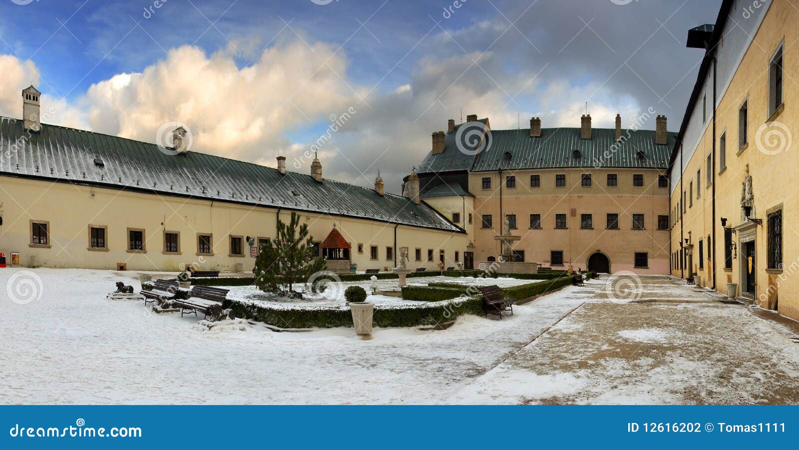 Courtyard of the Castle : Red Rock Stock Photo - Image of attraction ...