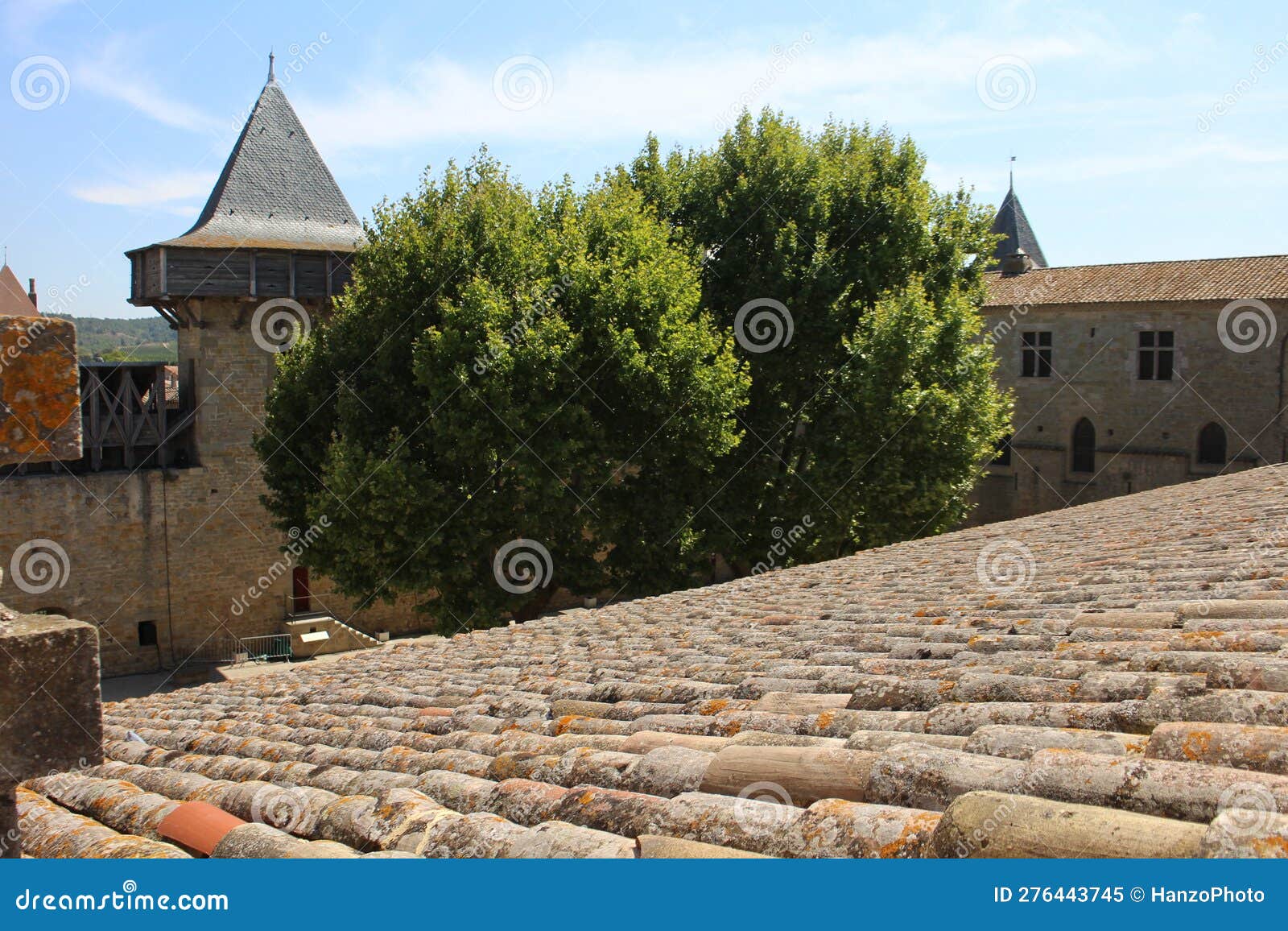 The Courtyard of the Citadel of Carcassonne, France Stock Image - Image ...