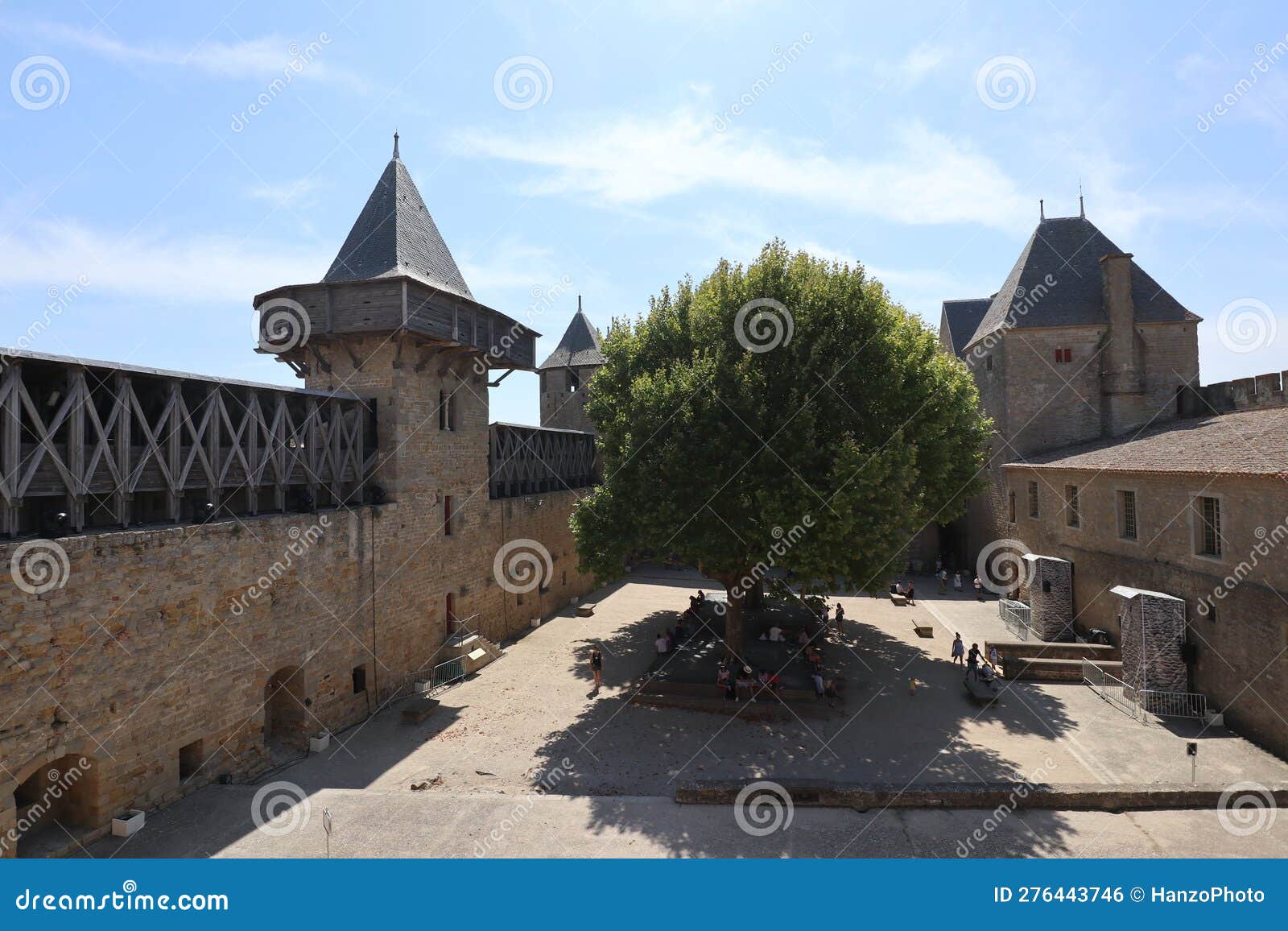 The Courtyard of the Citadel of Carcassonne, France Stock Photo - Image ...