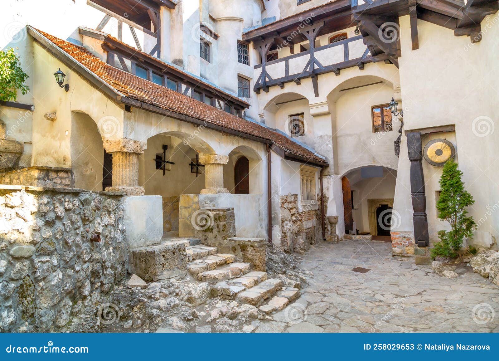 Courtyard of Dracula Castle in Bran, Romania Stock Image - Image of ...