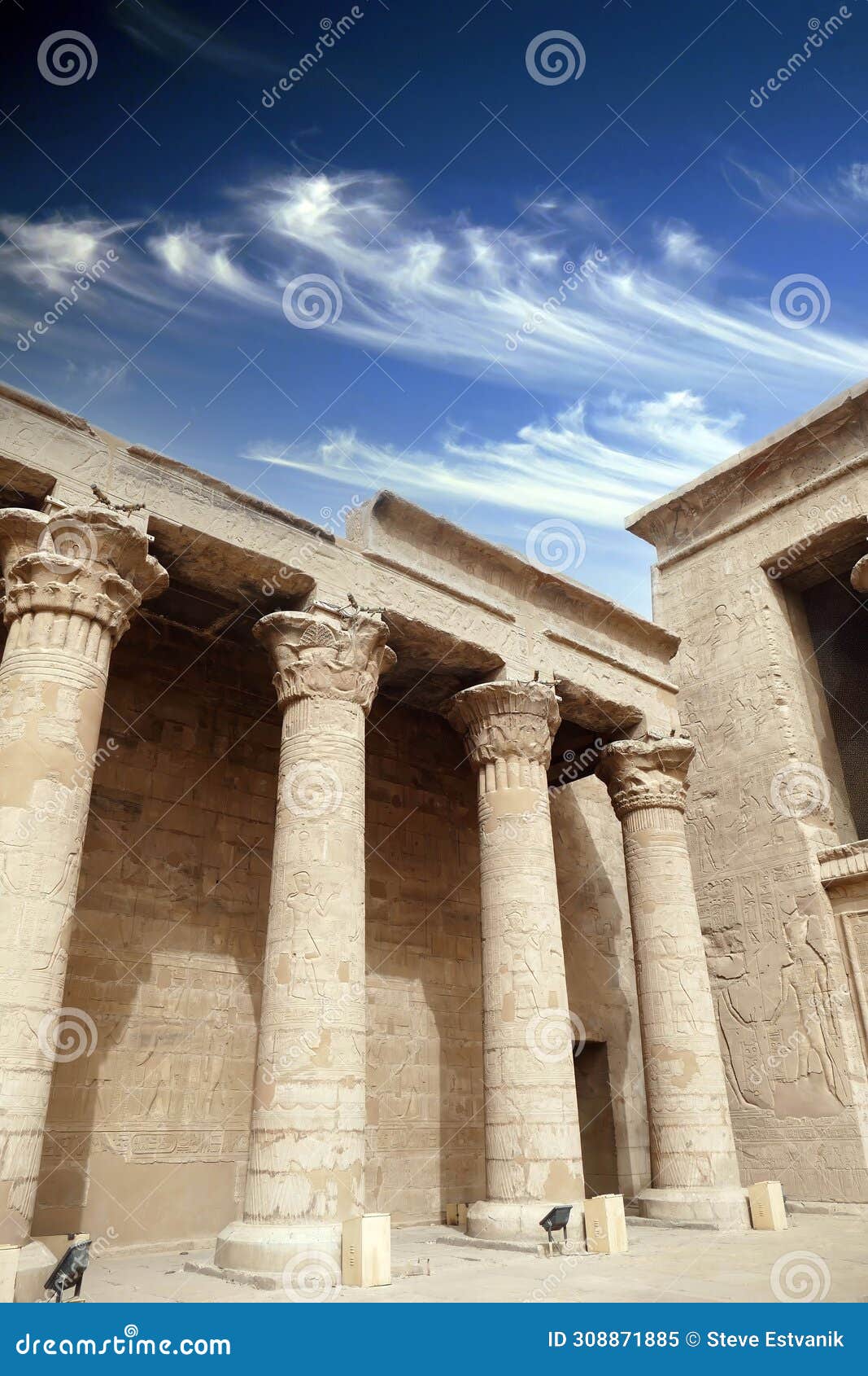 Courtyard Columns Exterior Temple of Edfu Stock Image - Image of ...