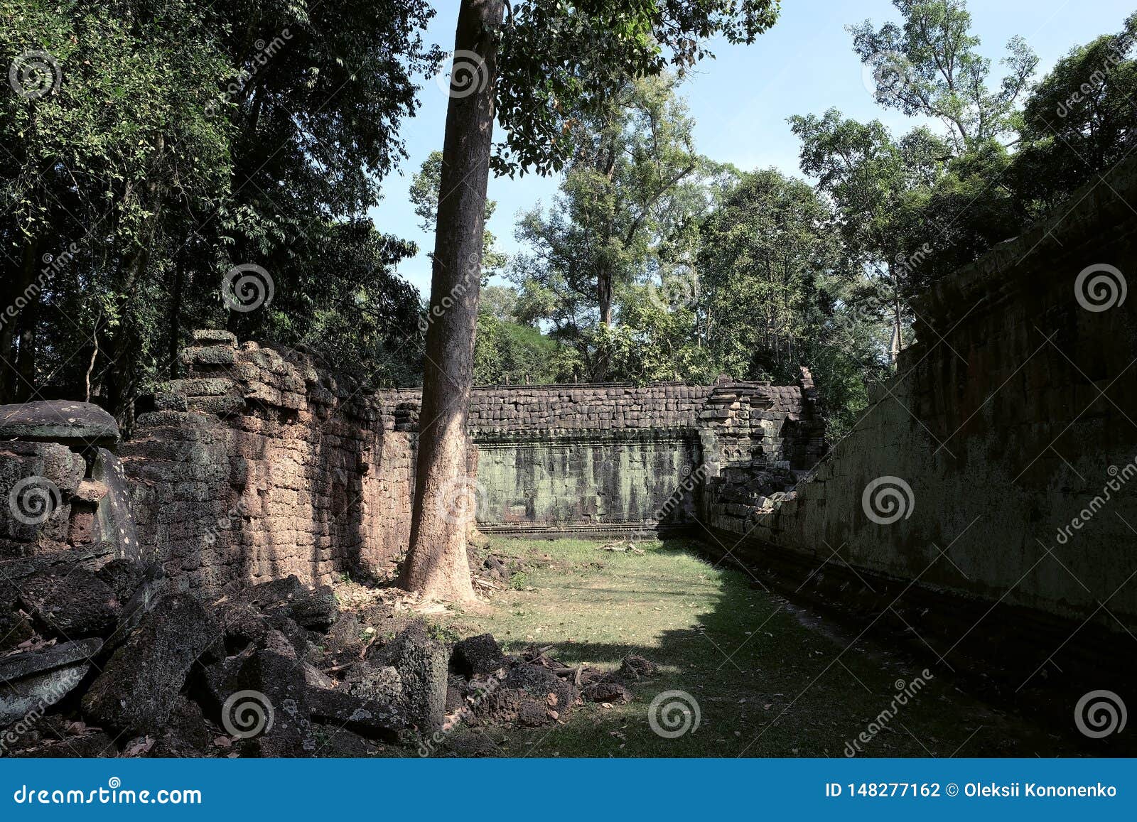 The Courtyard of the Dilapidated Temple Complex in Indochina. Ancient ...