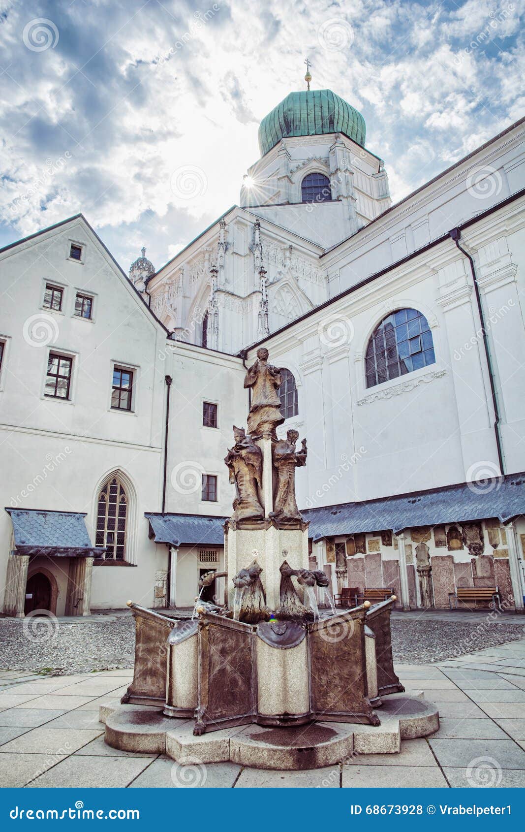 Courtyard of Famous Saint Stephen S Cathedral in Passau, Germany Stock ...