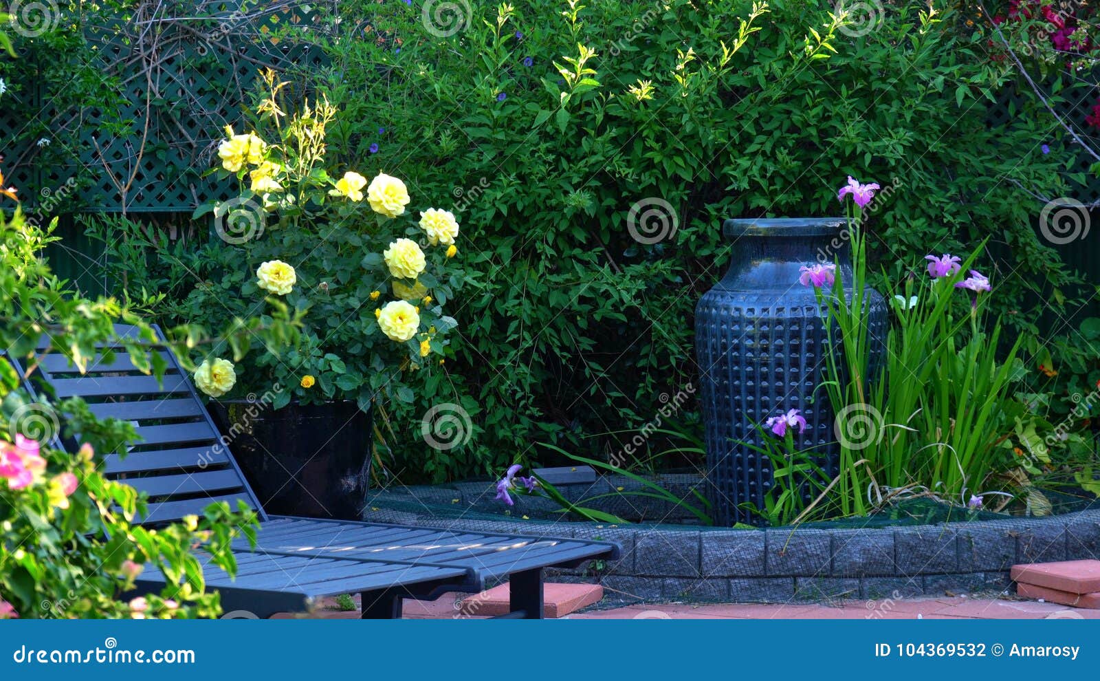 Courtyard garden setting stock photo. Image of beautiful - 104369532