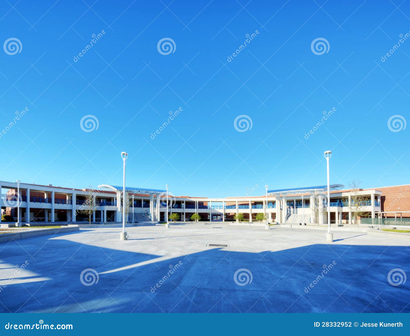 Courtyard at High School stock photo. Image of shadow - 28332952