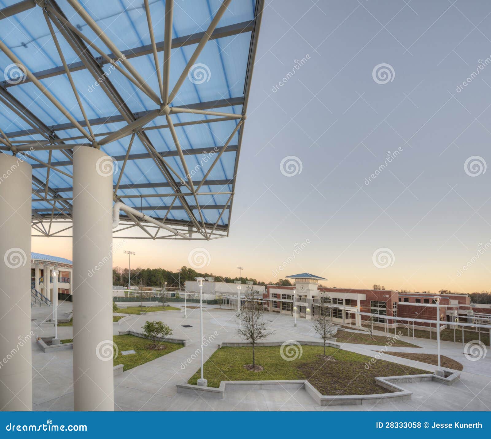 Courtyard at High School stock photo. Image of sunset - 28333058