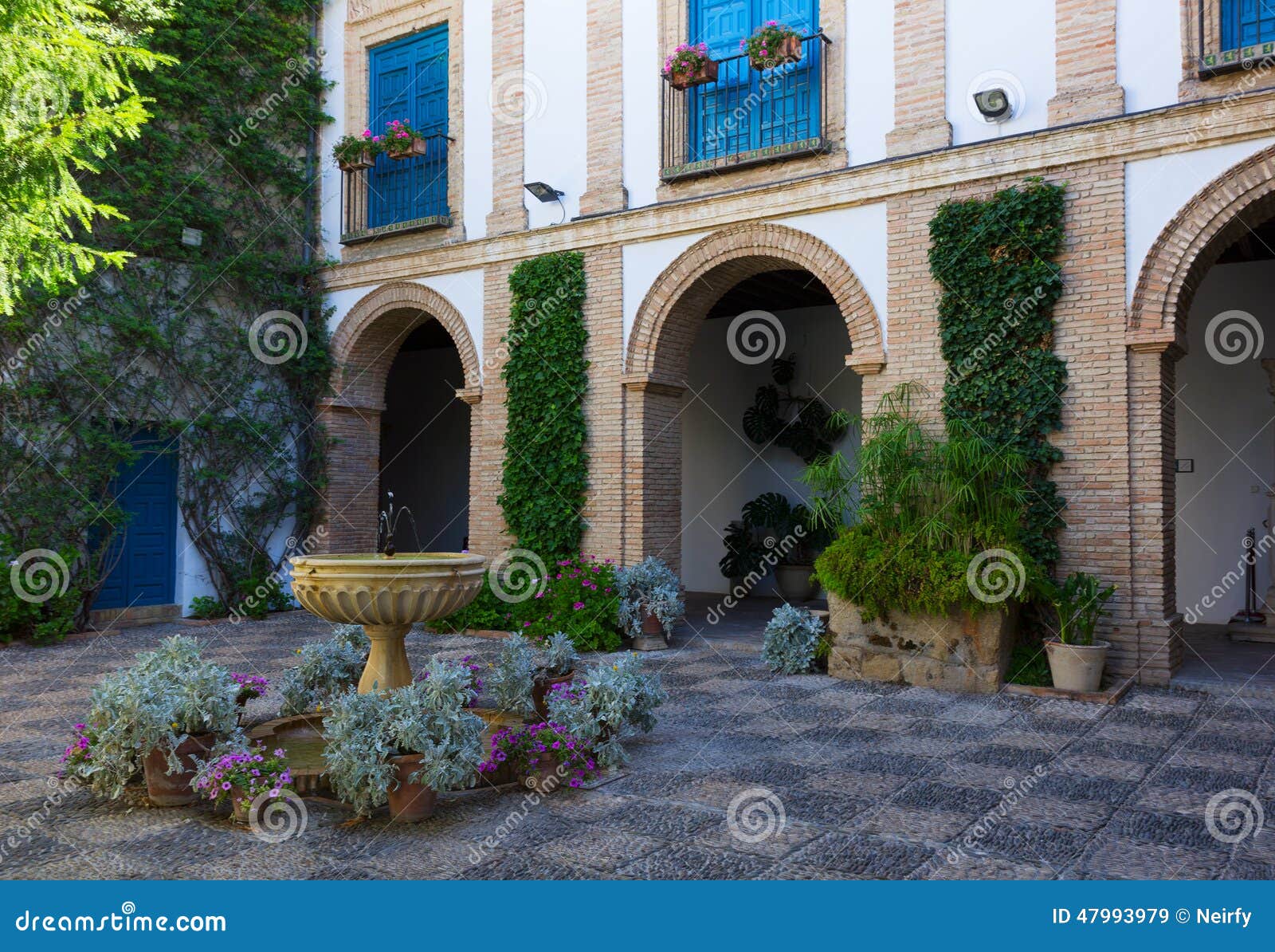 Courtyard of a House in Cordoba, Spain Stock Image - Image of flowers ...