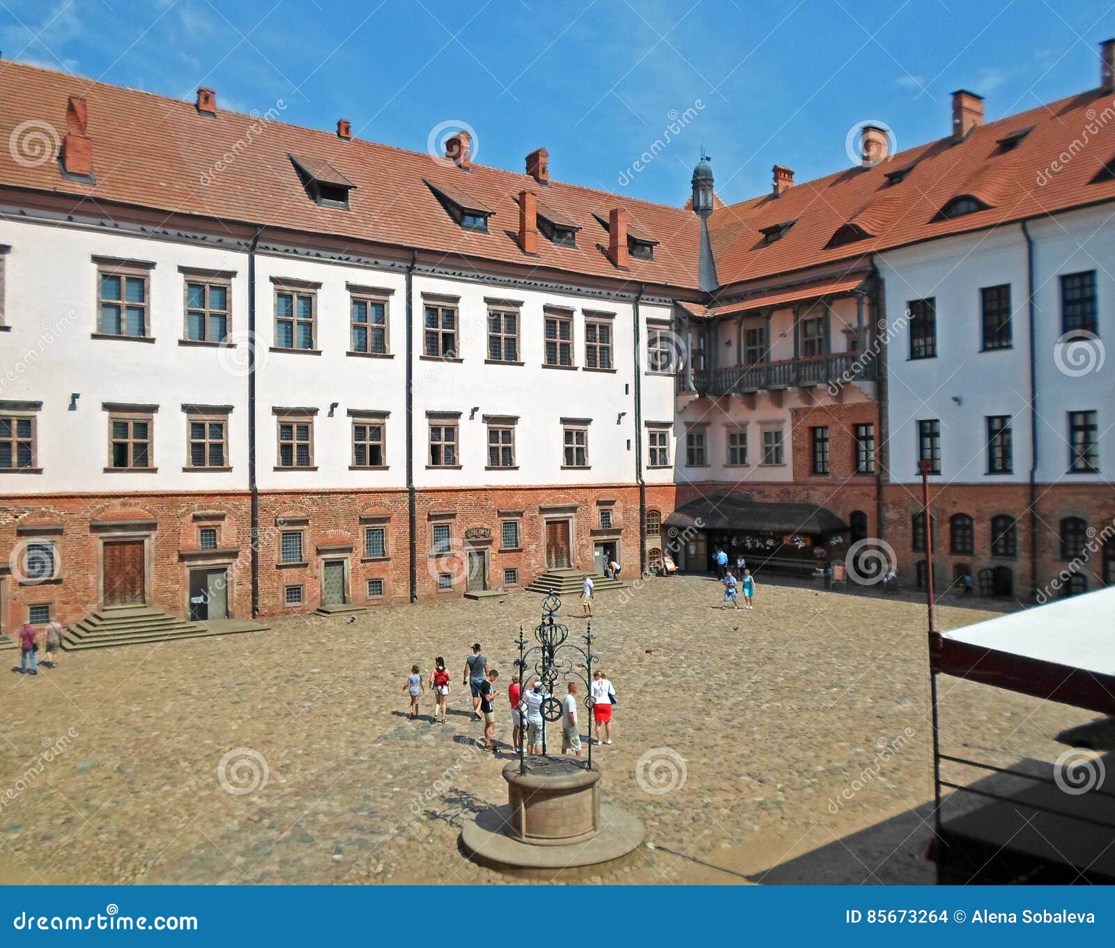 Courtyard Of Medieval Castle And Chateau, Historical Palace Complex ...