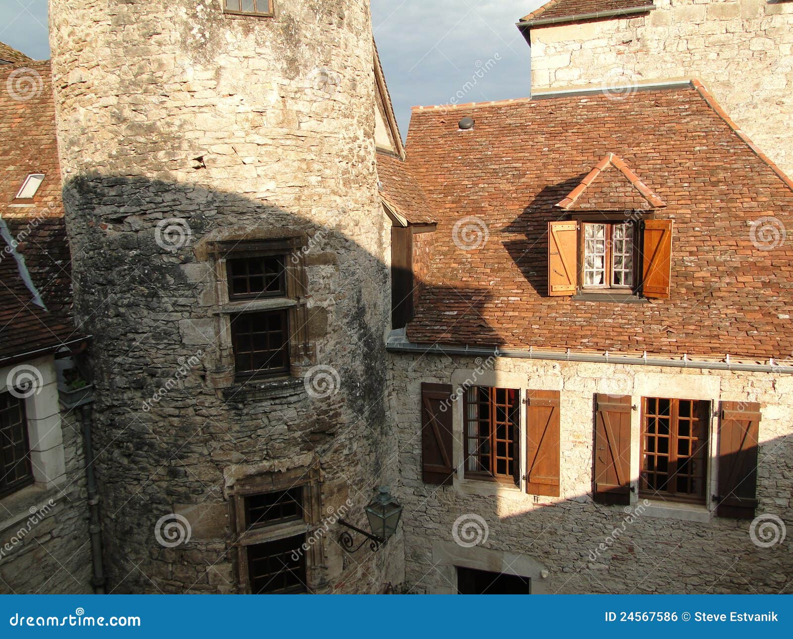 Courtyard of a Medieval Chateau Stock Photo - Image of gray, medieval ...