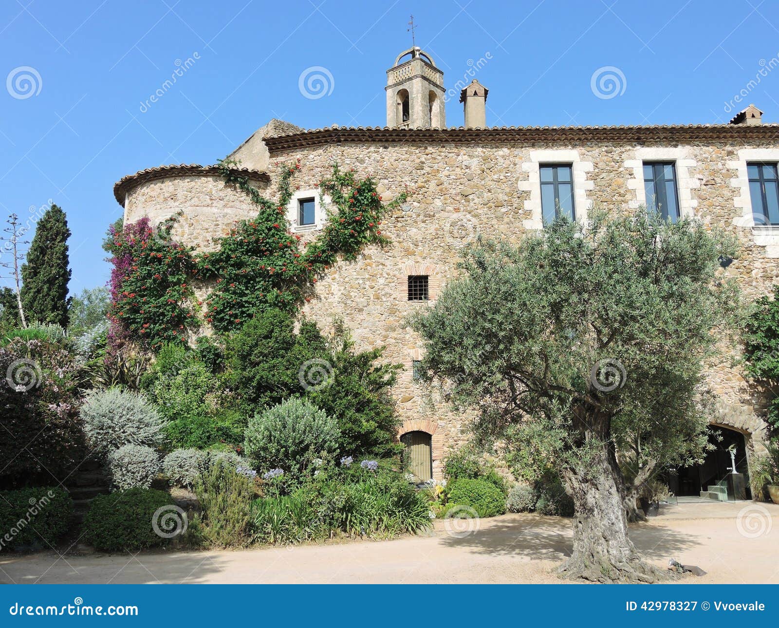 Courtyard of Medieval Estate in Catalonia Stock Image - Image of scene ...