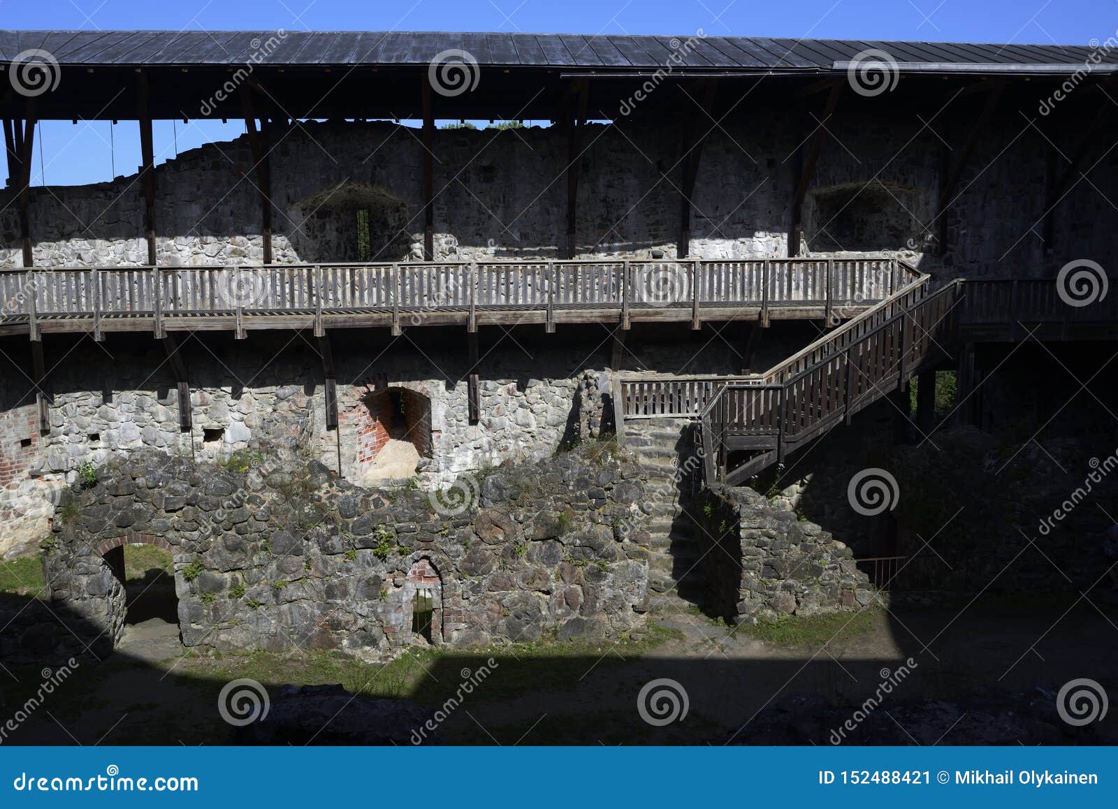 Courtyard of a Medieval Raseborg Castle on a Rock in Finland Stock ...