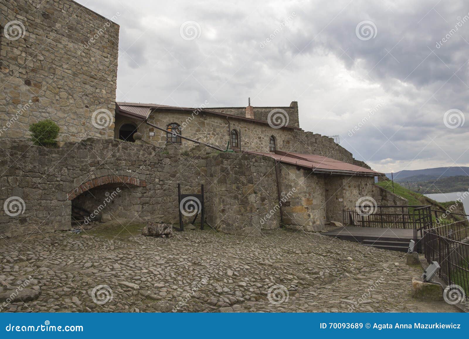 Courtyard of Medieval Stone Castle Stock Image - Image of stone ...