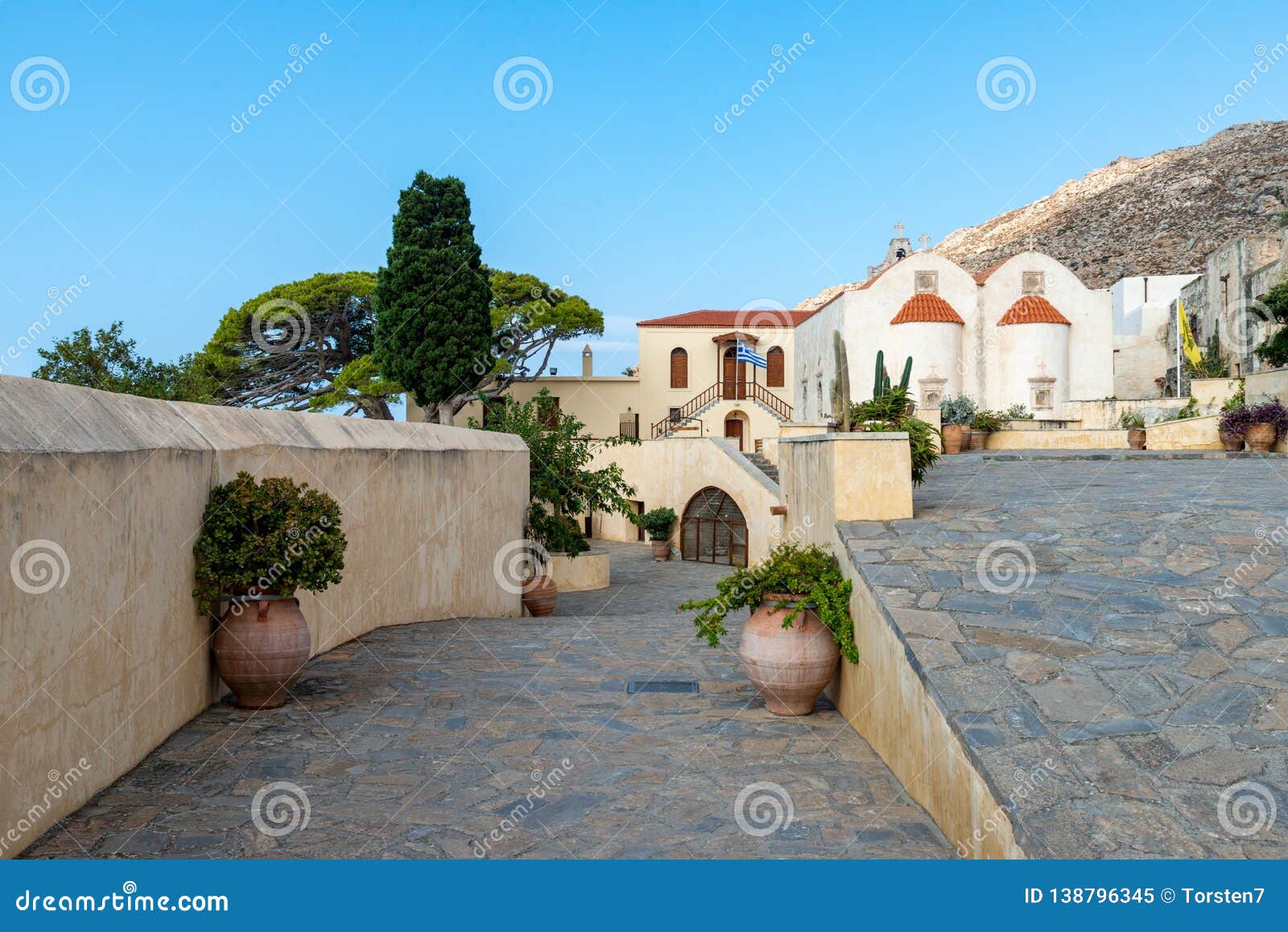 Courtyard of Monastery Preveli Stock Image - Image of religion, history ...