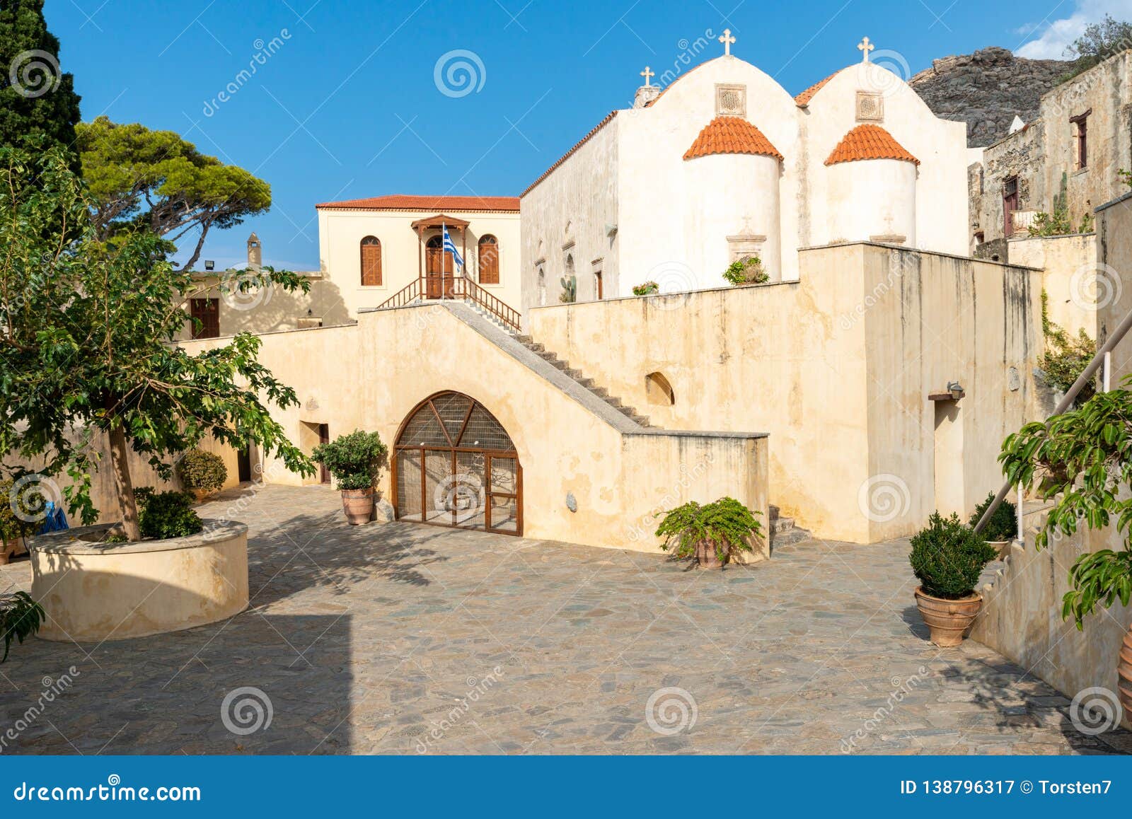 Courtyard of Monastery Preveli Stock Image - Image of destination ...