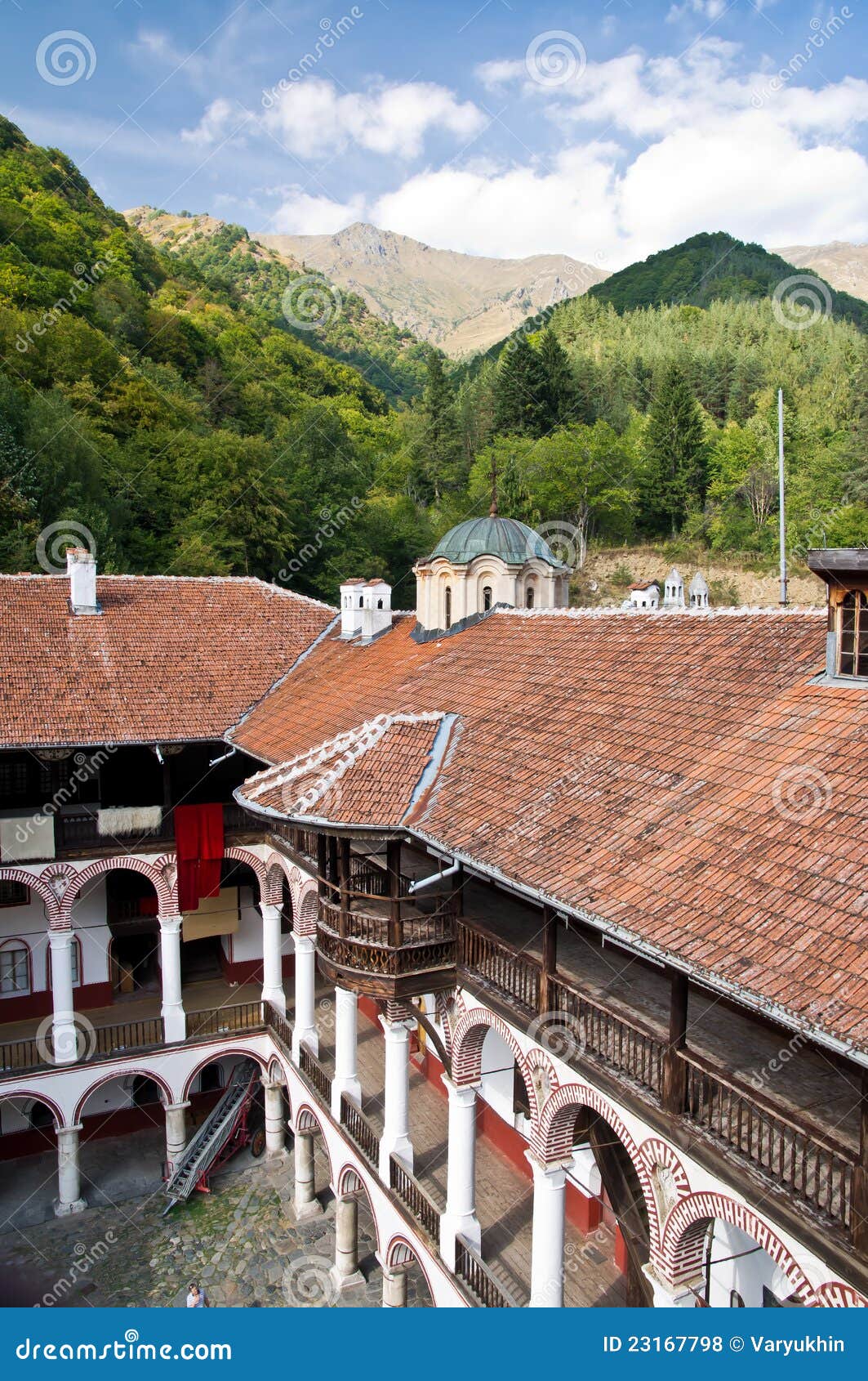 Courtyard of Monastery of Saint Ivan of Rila Stock Photo - Image of ...