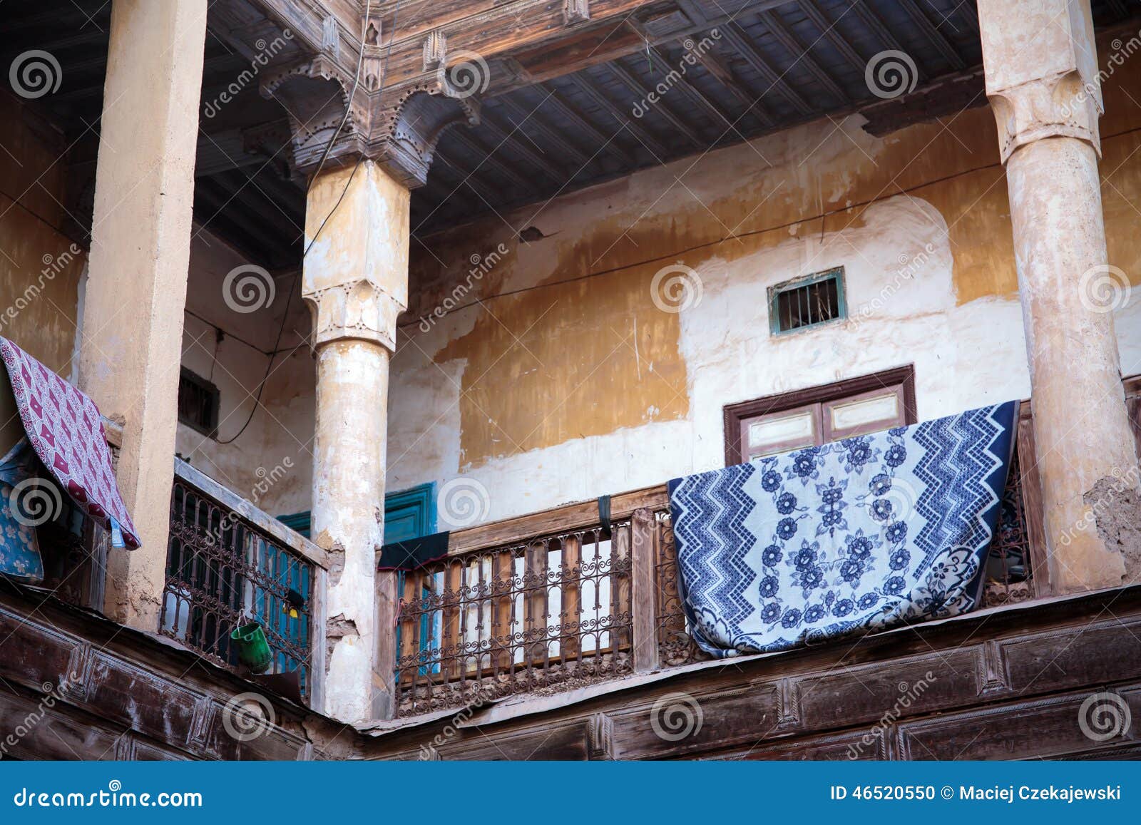 Courtyard of Moroccan House Stock Photo - Image of carpet, balcony ...
