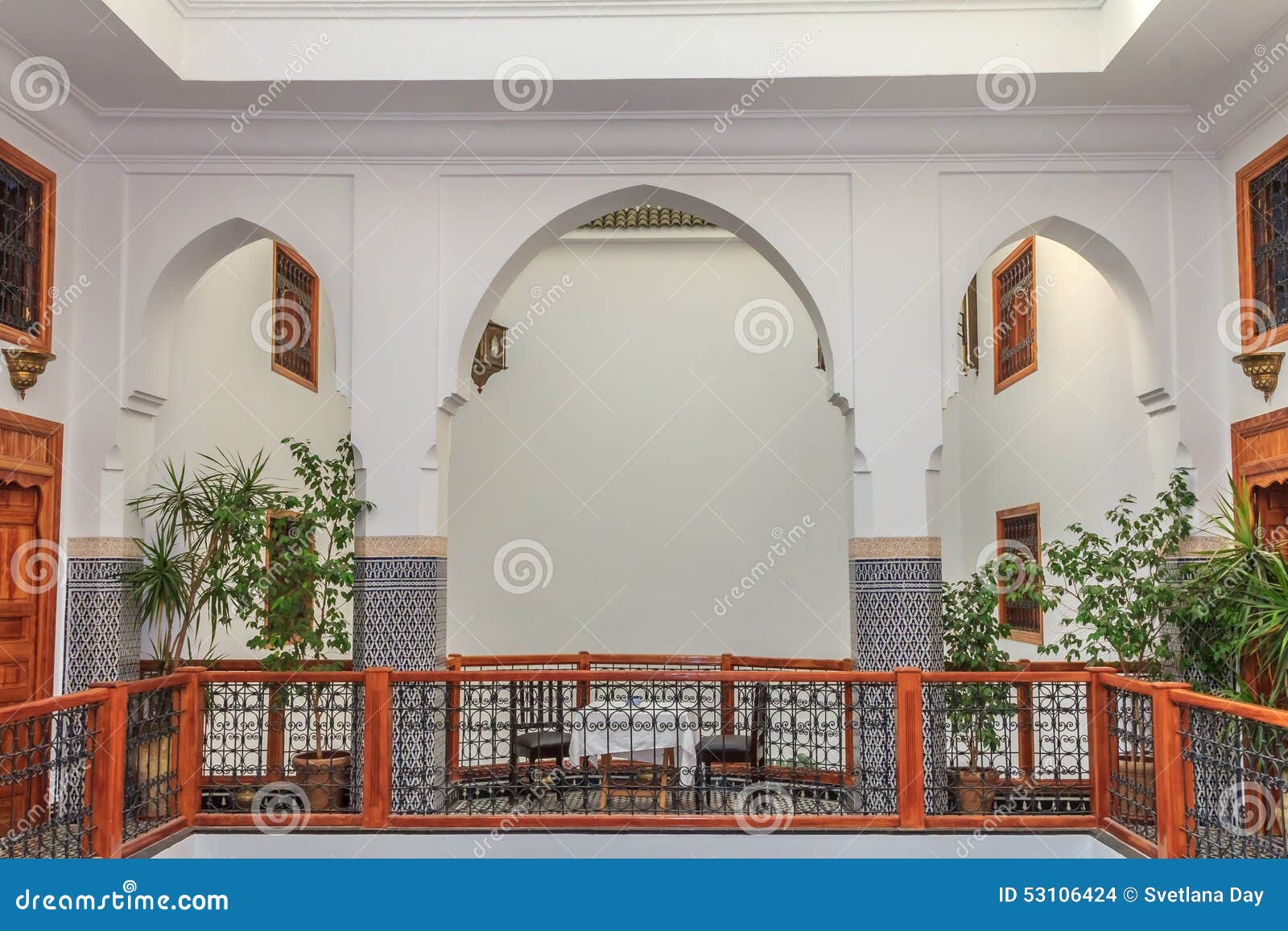 Courtyard in a Moroccan Riad Stock Photo - Image of marrakech, ceramic ...