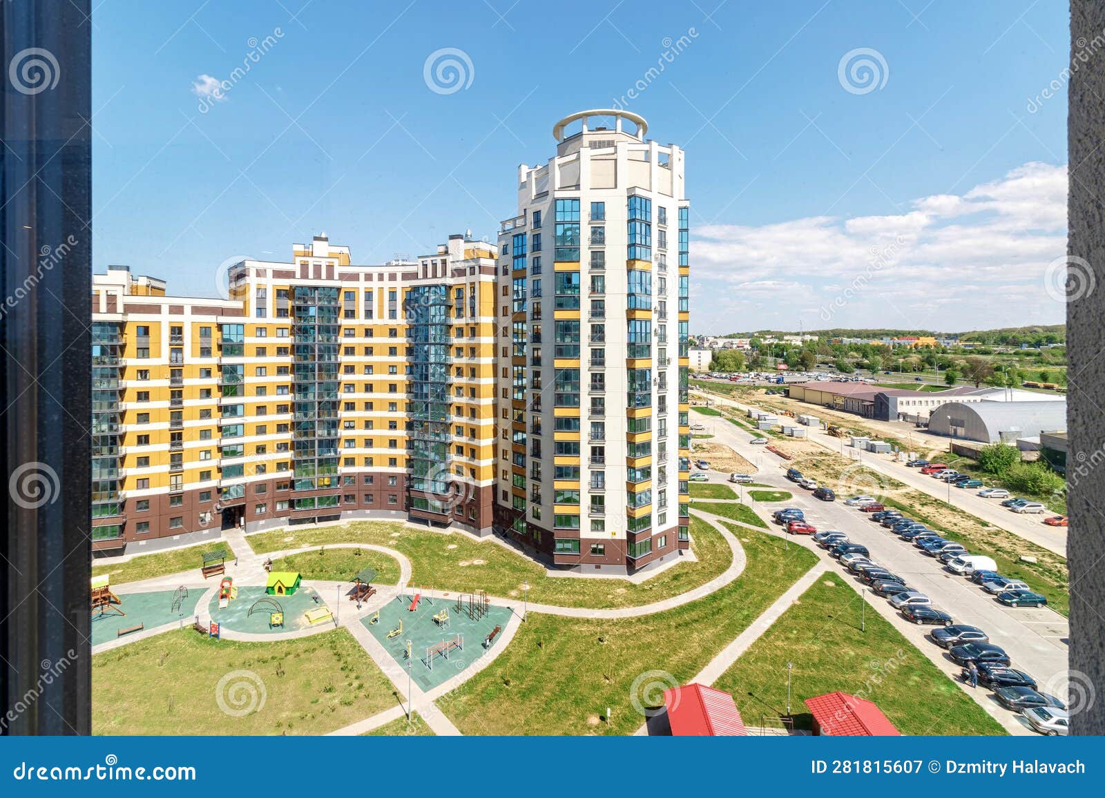The Courtyard of a Multi-storey Building, with a Playground. View from ...