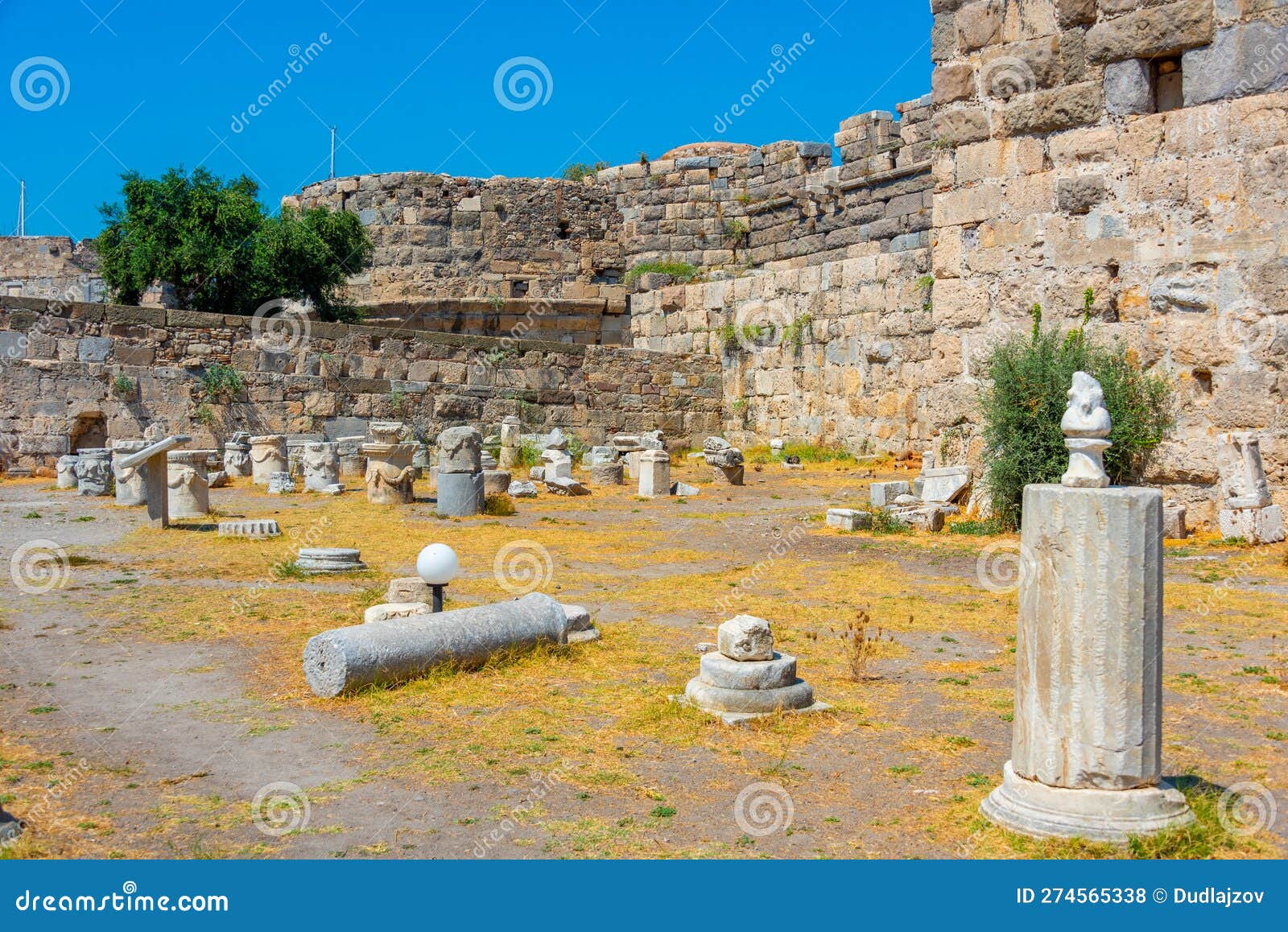 Courtyard of Neratzia Castle at Kos Island in Greece Stock Photo ...