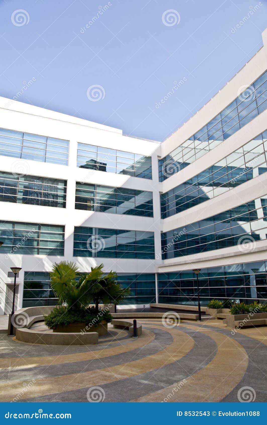 Courtyard of Office Building Stock Image - Image of rest, glass: 8532543