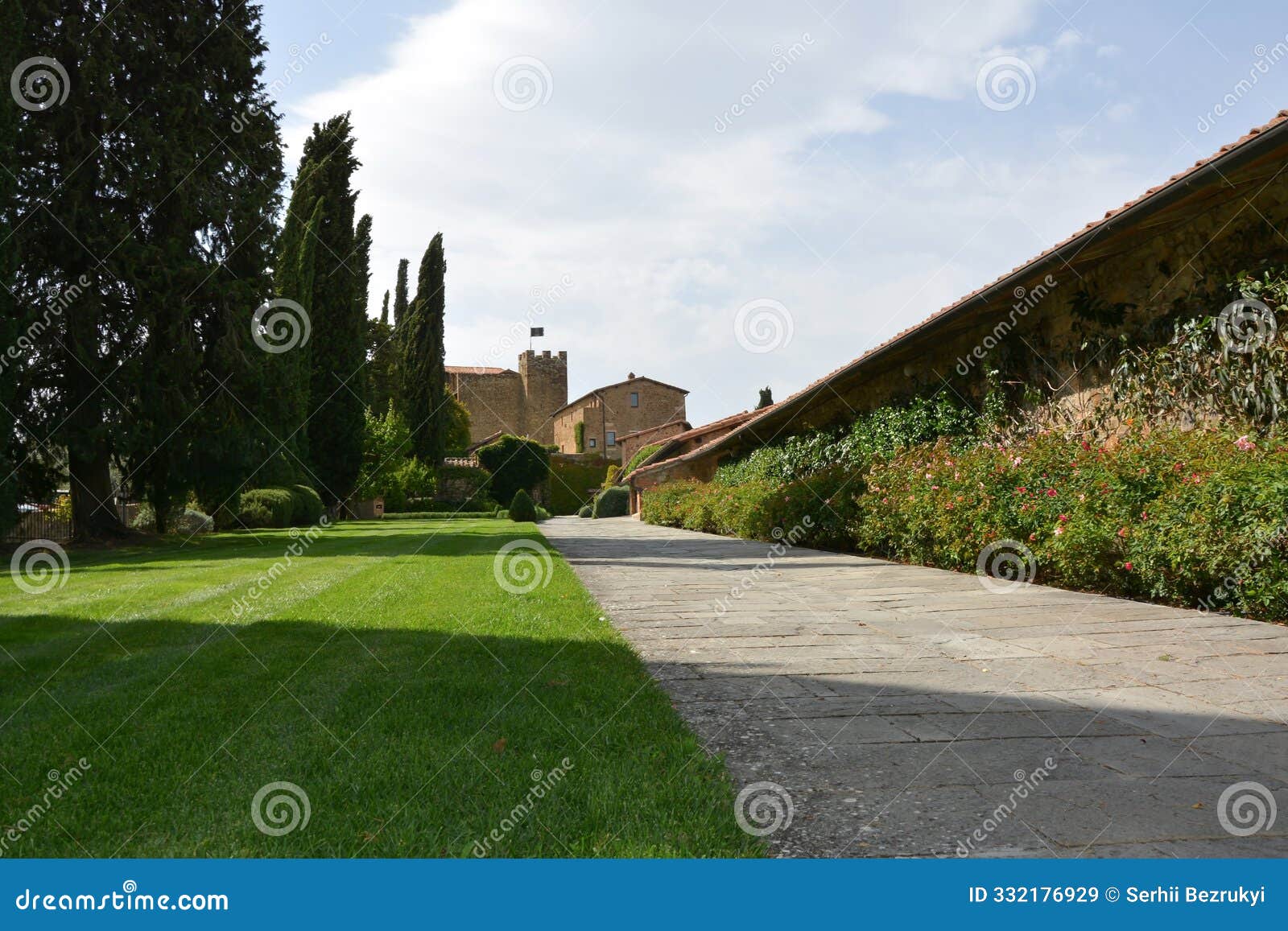 The Courtyard of an Old Castle in Germany with a Grassy Lawn Stock ...
