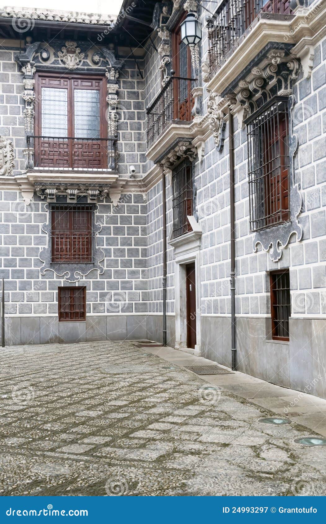 Courtyard with old facade stock image. Image of brick - 24993297