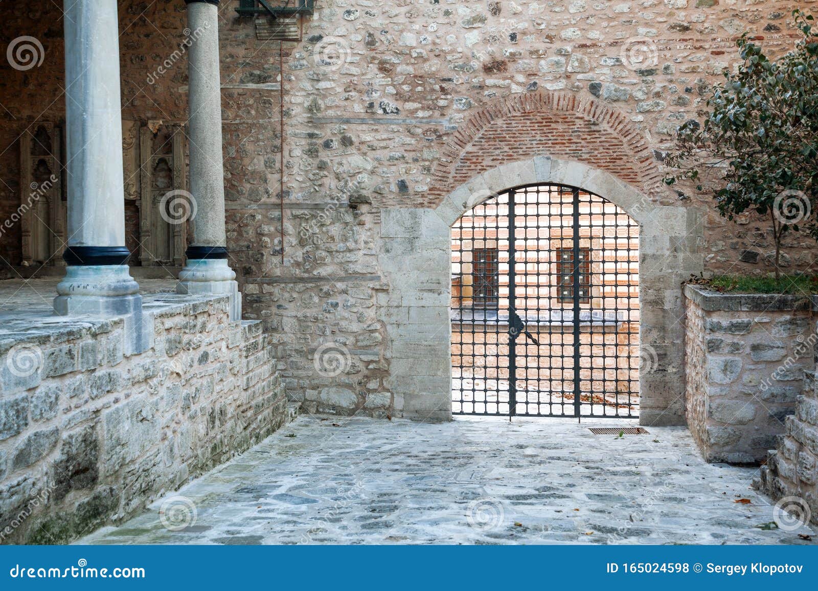 The Courtyard of an Old Medieval Castle Stock Photo - Image of arch ...