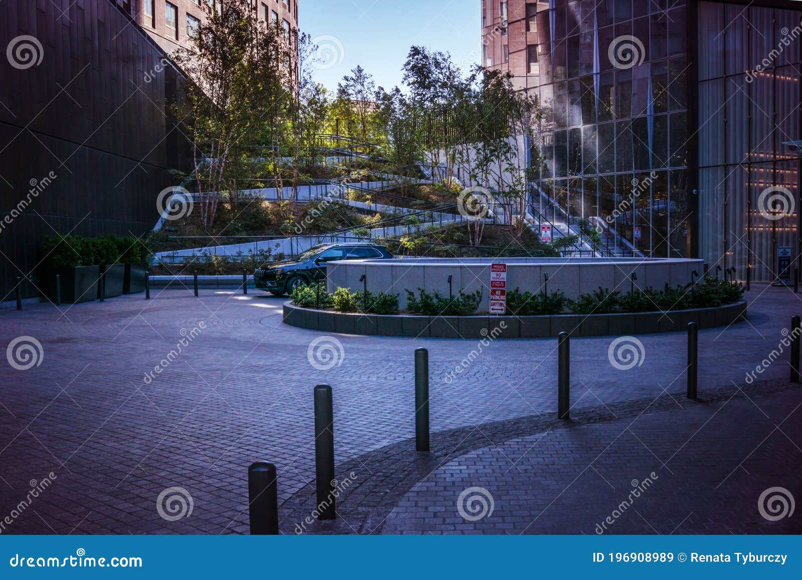 Courtyard. an Outdoor Space between Two Apartment Buildings with Steps ...