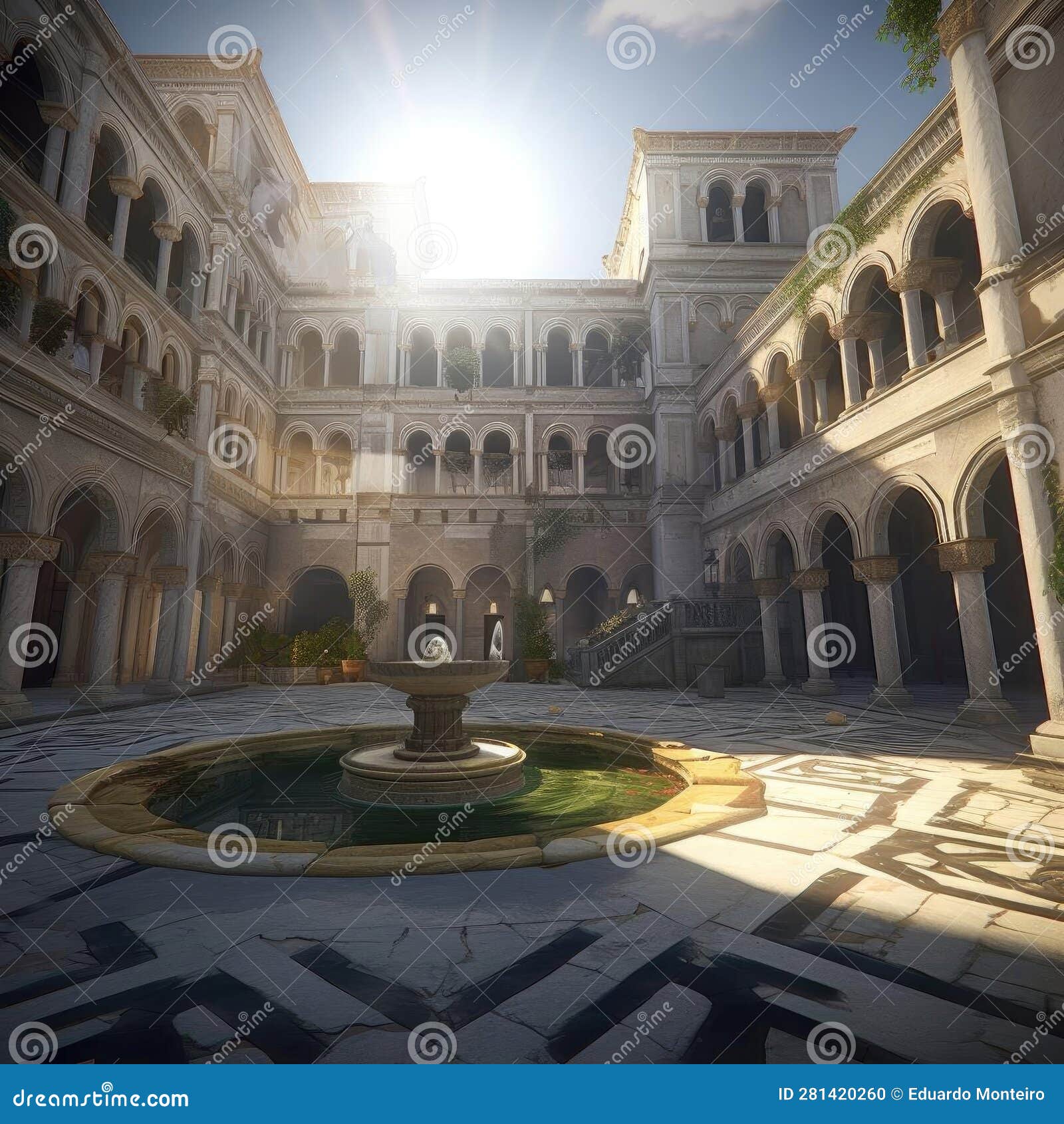 Courtyard of the Palace of Aranjuez, Spain Stock Illustration ...