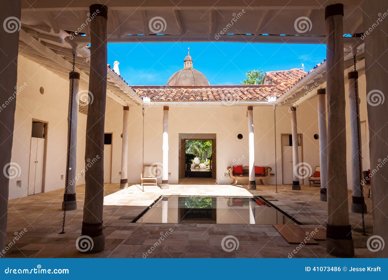 Courtyard and Reflecting Pool Stock Photo - Image of white, history ...