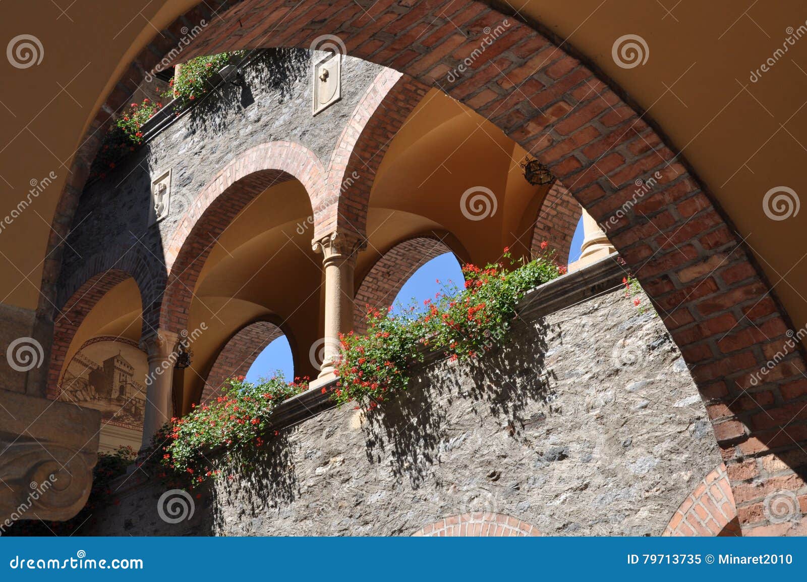 Courtyard Renaissance Building with Arcades Stock Image - Image of ...
