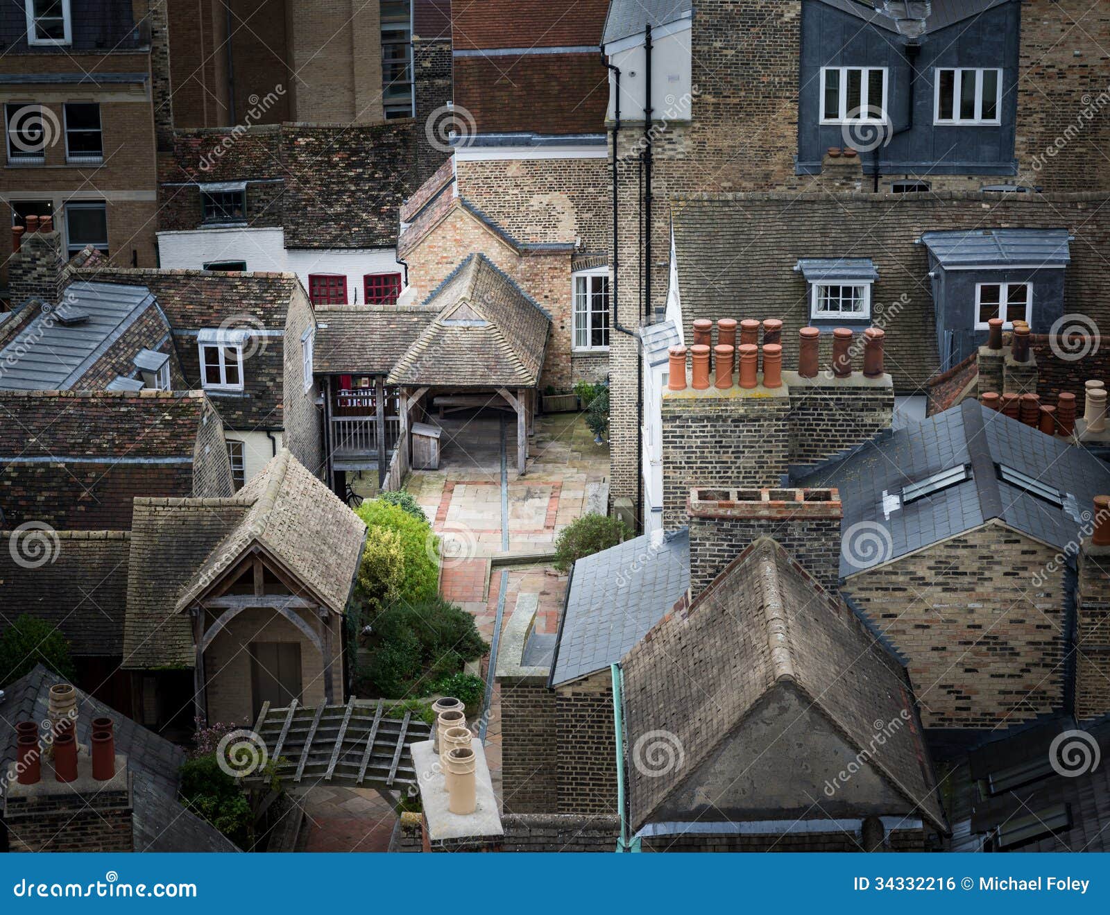 Courtyard stock photo. Image of light, empty, brick, roofs - 34332216