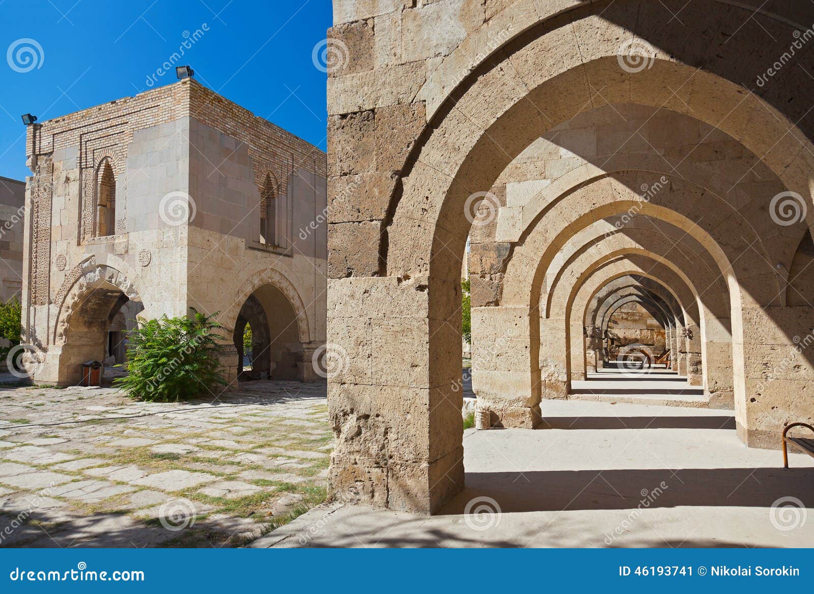 Courtyard of the Sultanhani Caravansary at Turkey Stock Image - Image ...