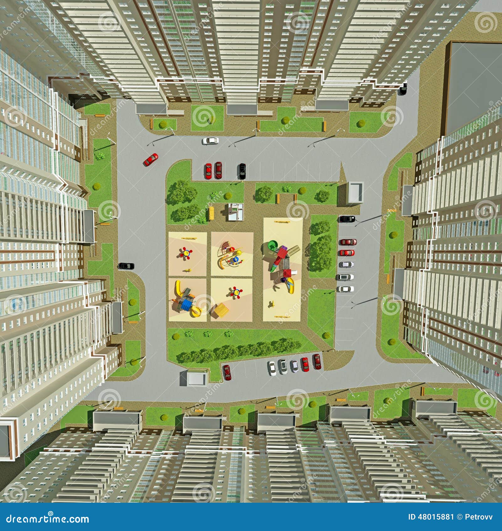 Courtyard top view stock illustration. Illustration of courtyard - 48015881