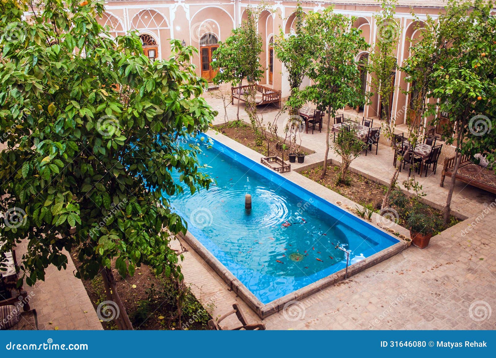 Courtyard of a Traditional House Stock Photo - Image of outdoor, facade ...