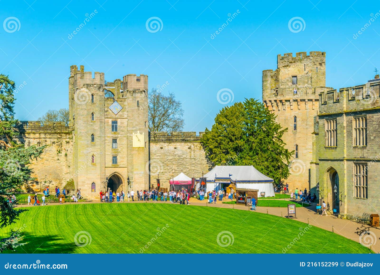 Courtyard of the Warwick Castle, England Stock Image - Image of town ...