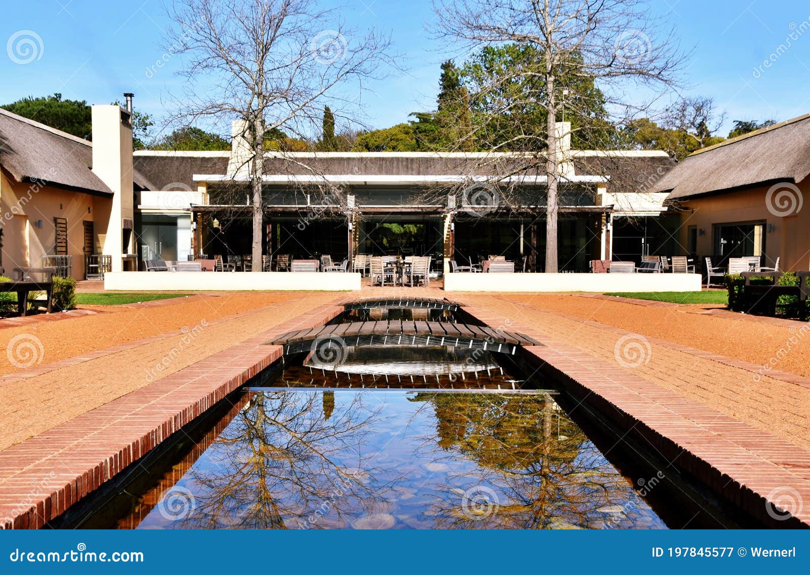 Courtyard water feature stock image. Image of park, flora - 197845577