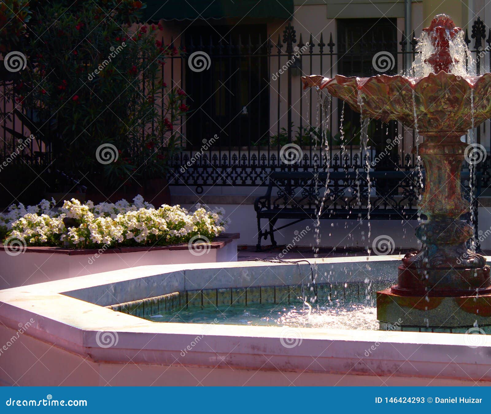 Courtyard water feature stock image. Image of fountain - 146424293