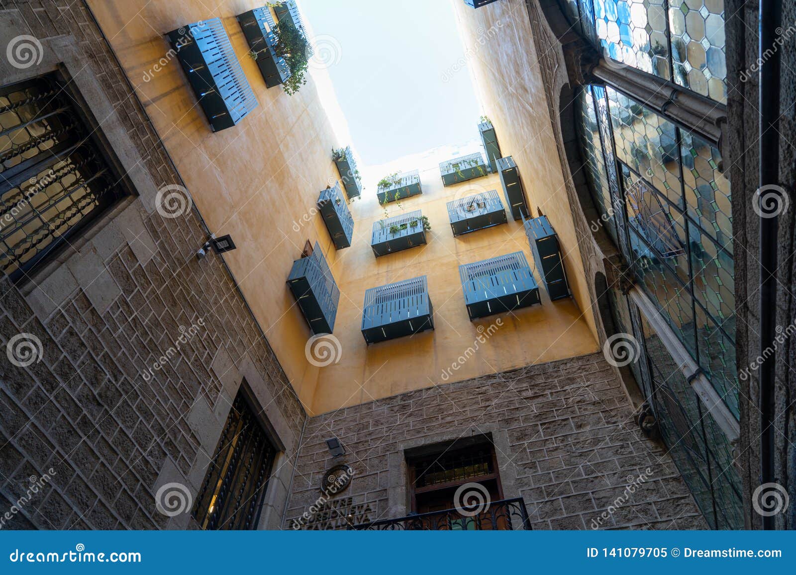 Courtyard window stock image. Image of architecture - 141079705