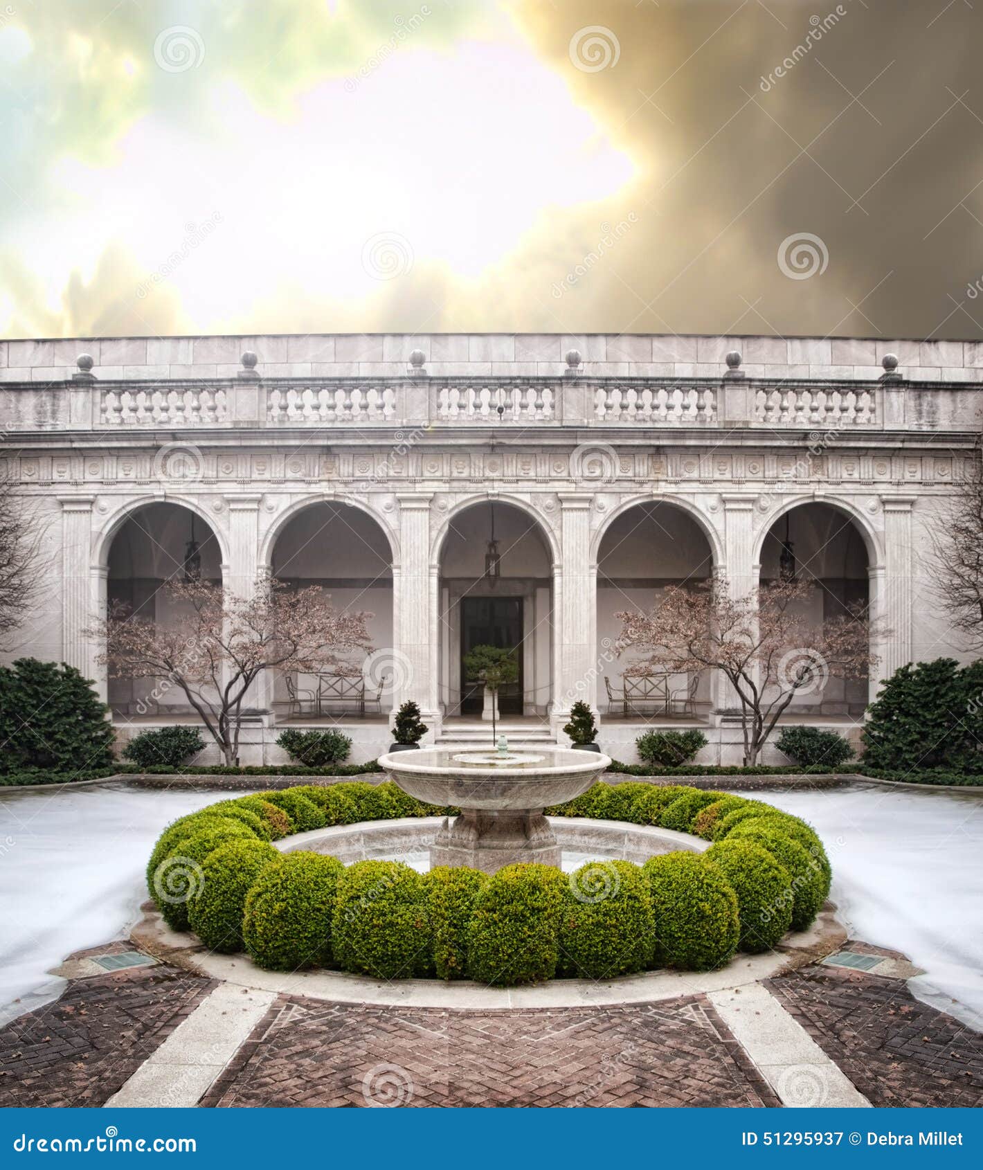 Courtyard in winter stock image. Image of arches, winter - 51295937