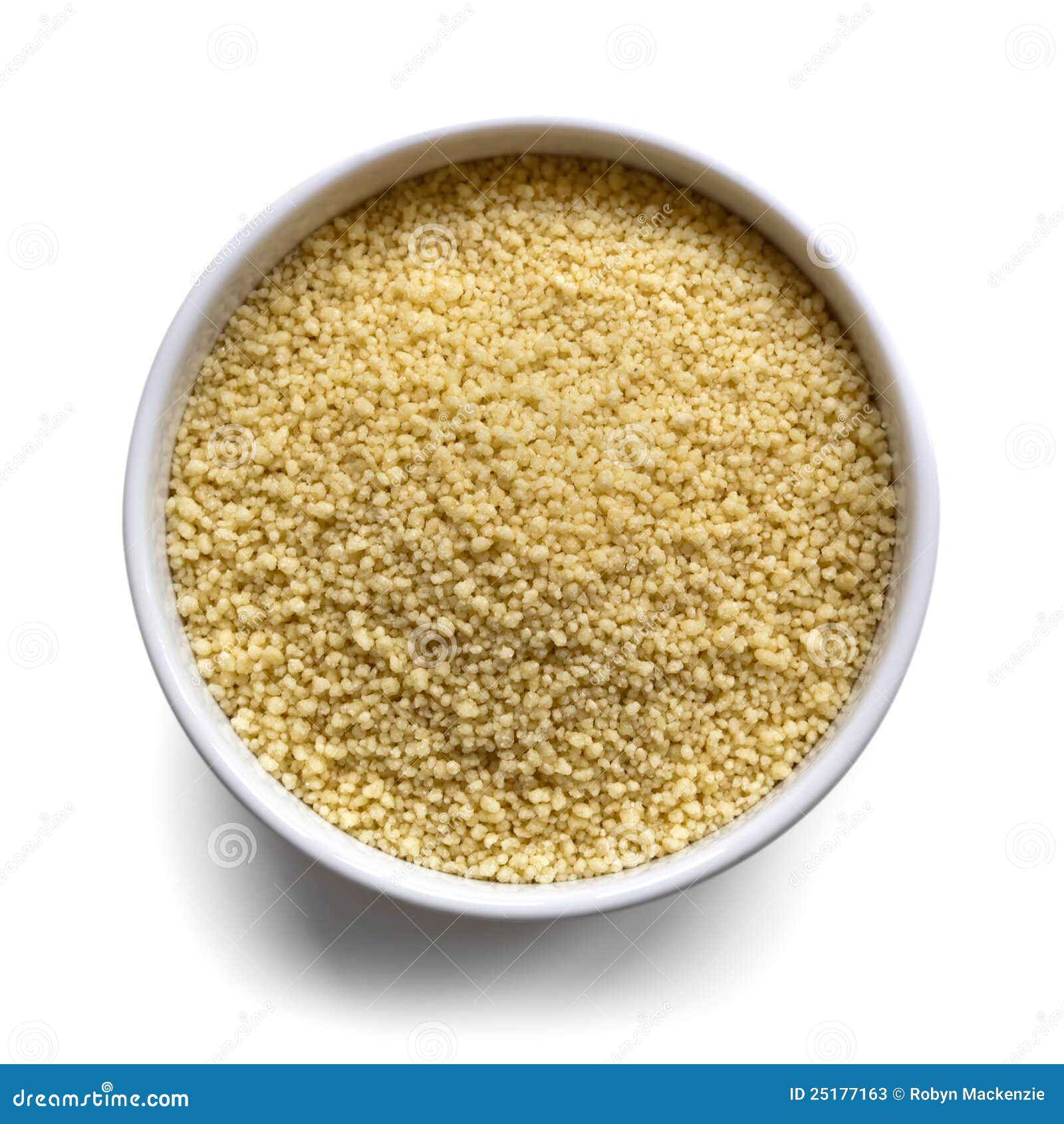 Cous Cous in Bowl Over White Stock Image - Image of east, vegetarian ...