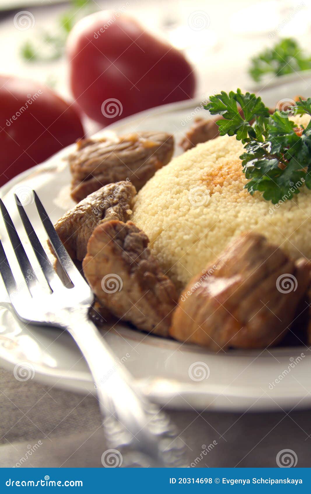 Couscous with meat stock photo. Image of parsley, food - 20314698