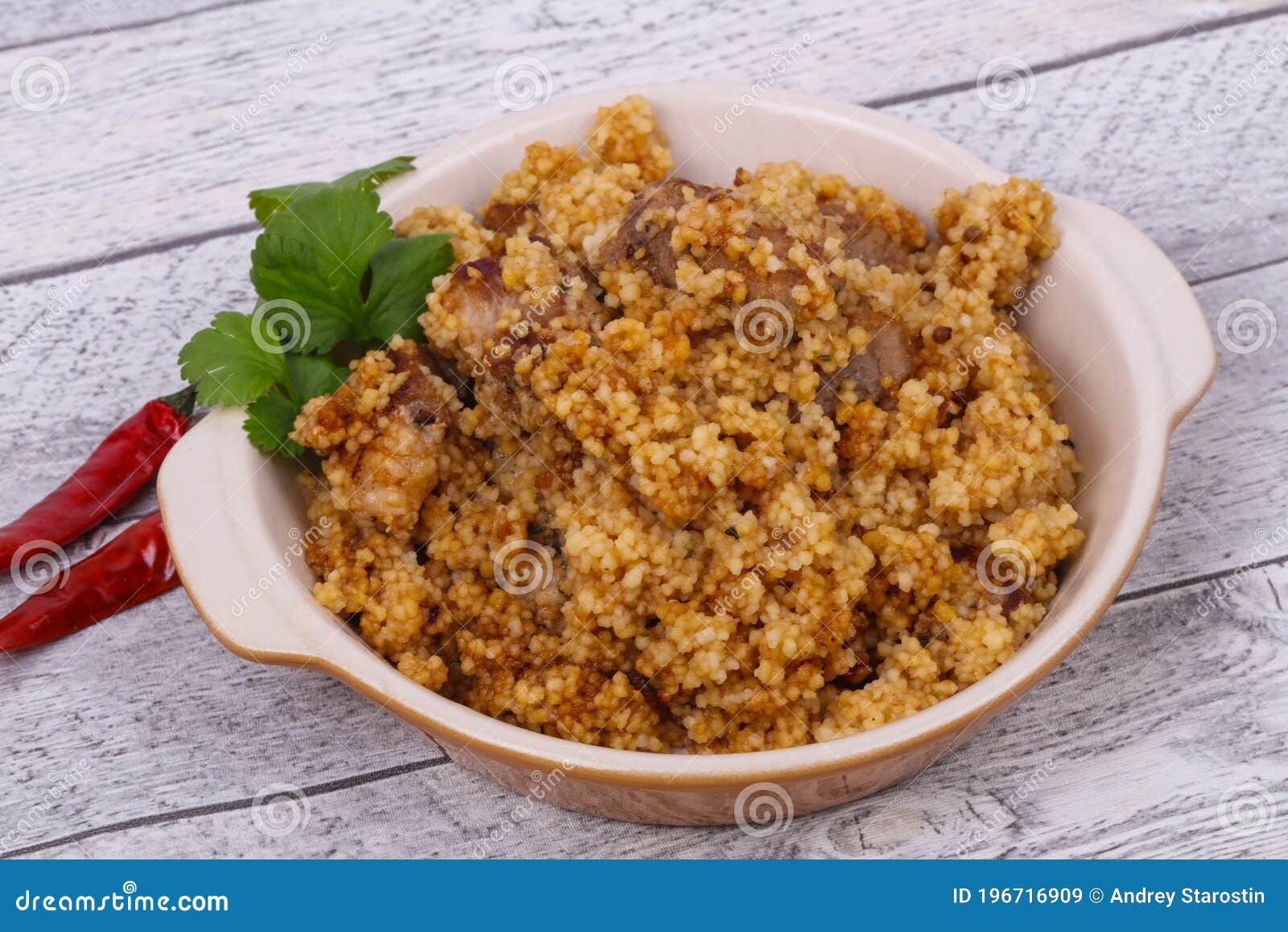 Couscous with meat stock image. Image of food, table - 196716909
