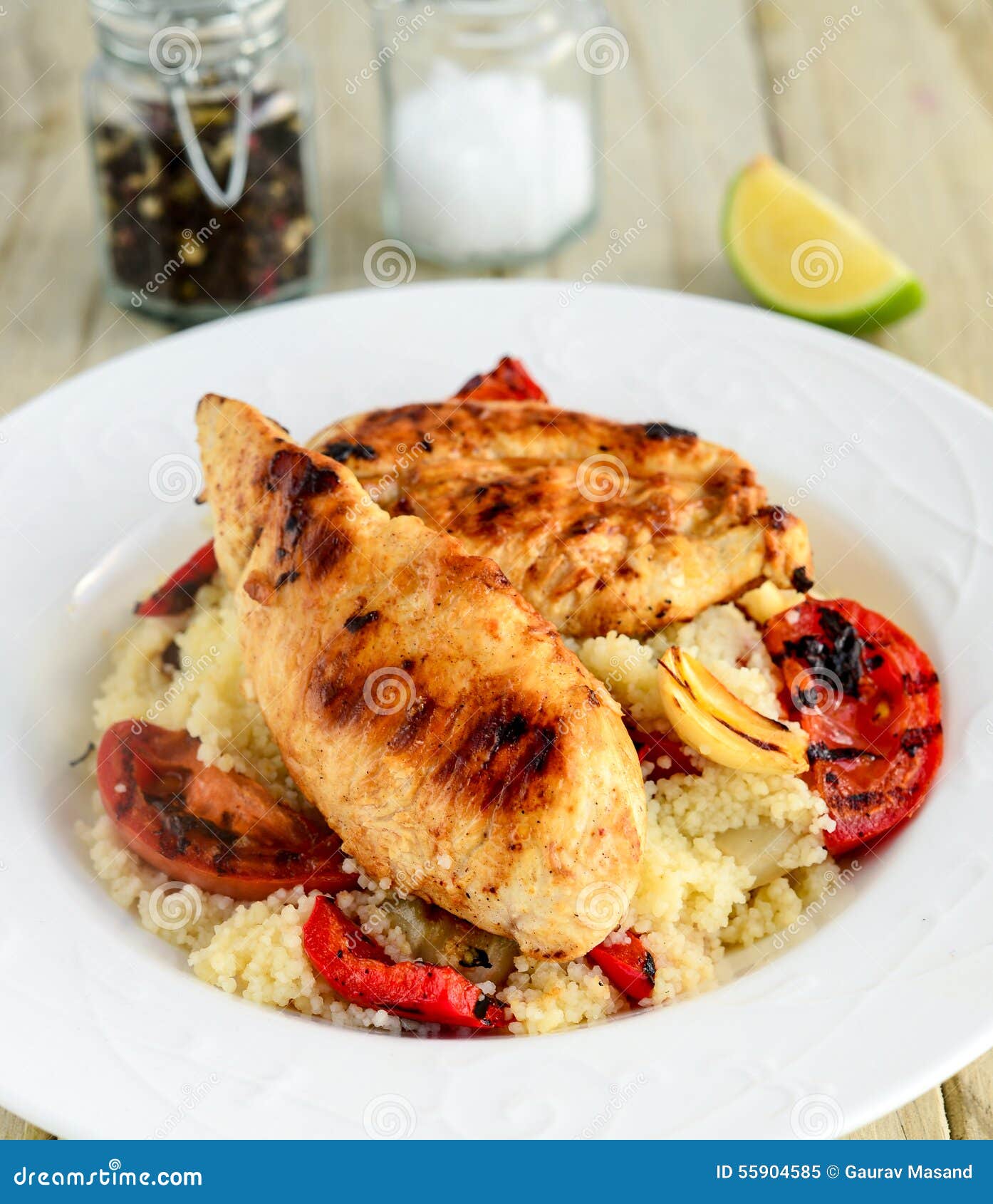 Couscous salad with fish stock image. Image of balsamic - 55904585