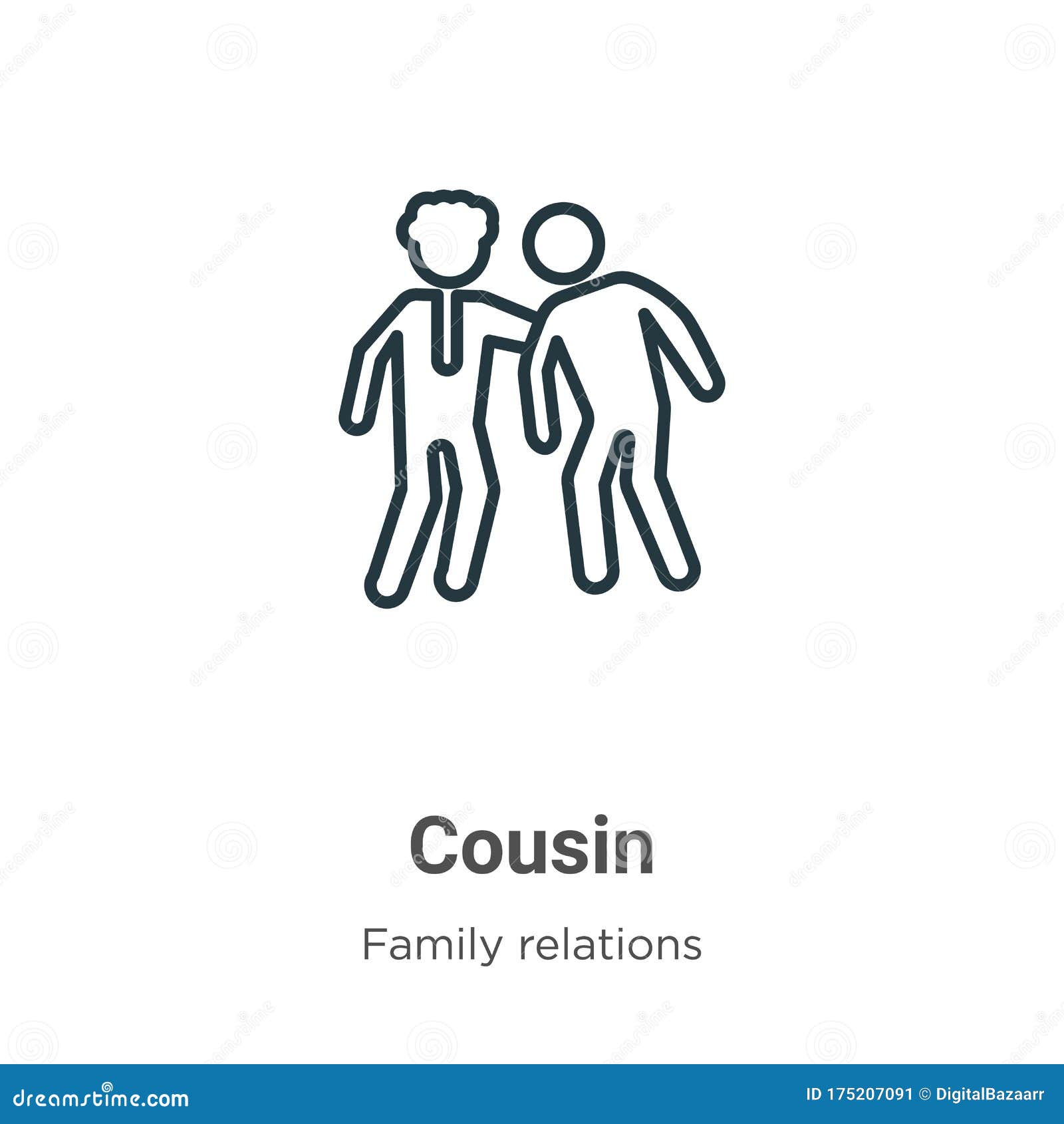 Cousin Outline Vector Icon Thin Line Black Cousin Icon Flat Vector