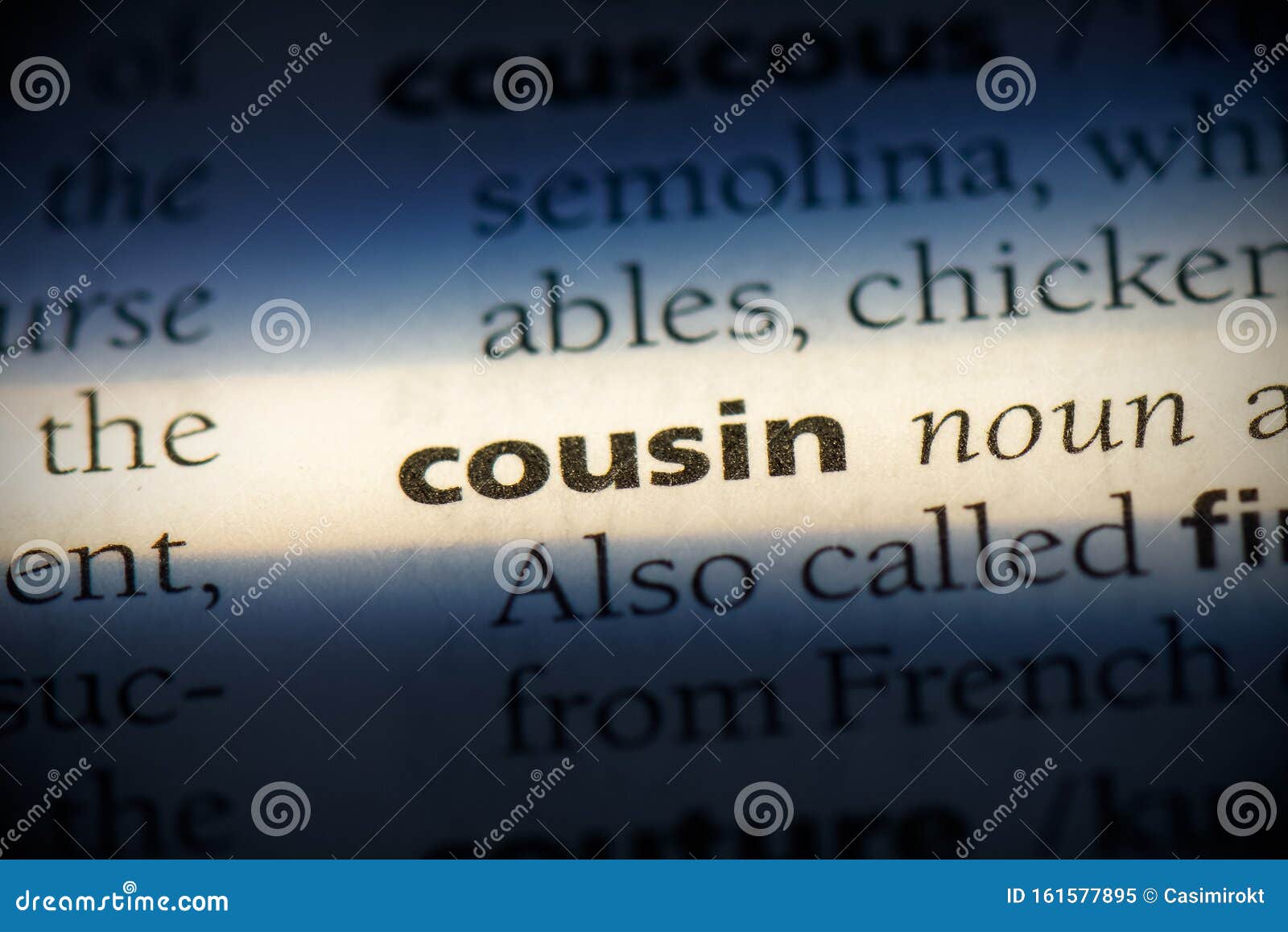 Cousin stock image. Image of vocabulary, detail, macro - 161577895