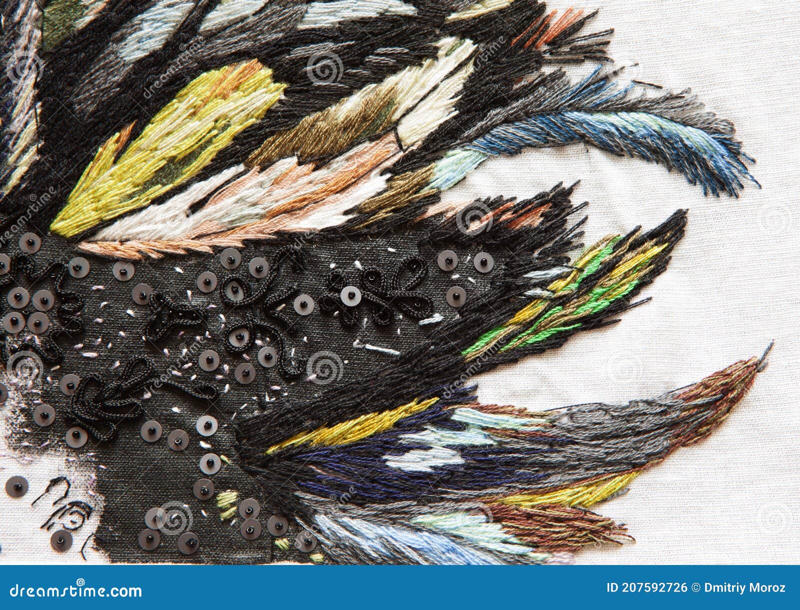 Couture Embroidery of Feathers. Stock Photo - Image of handicraft ...