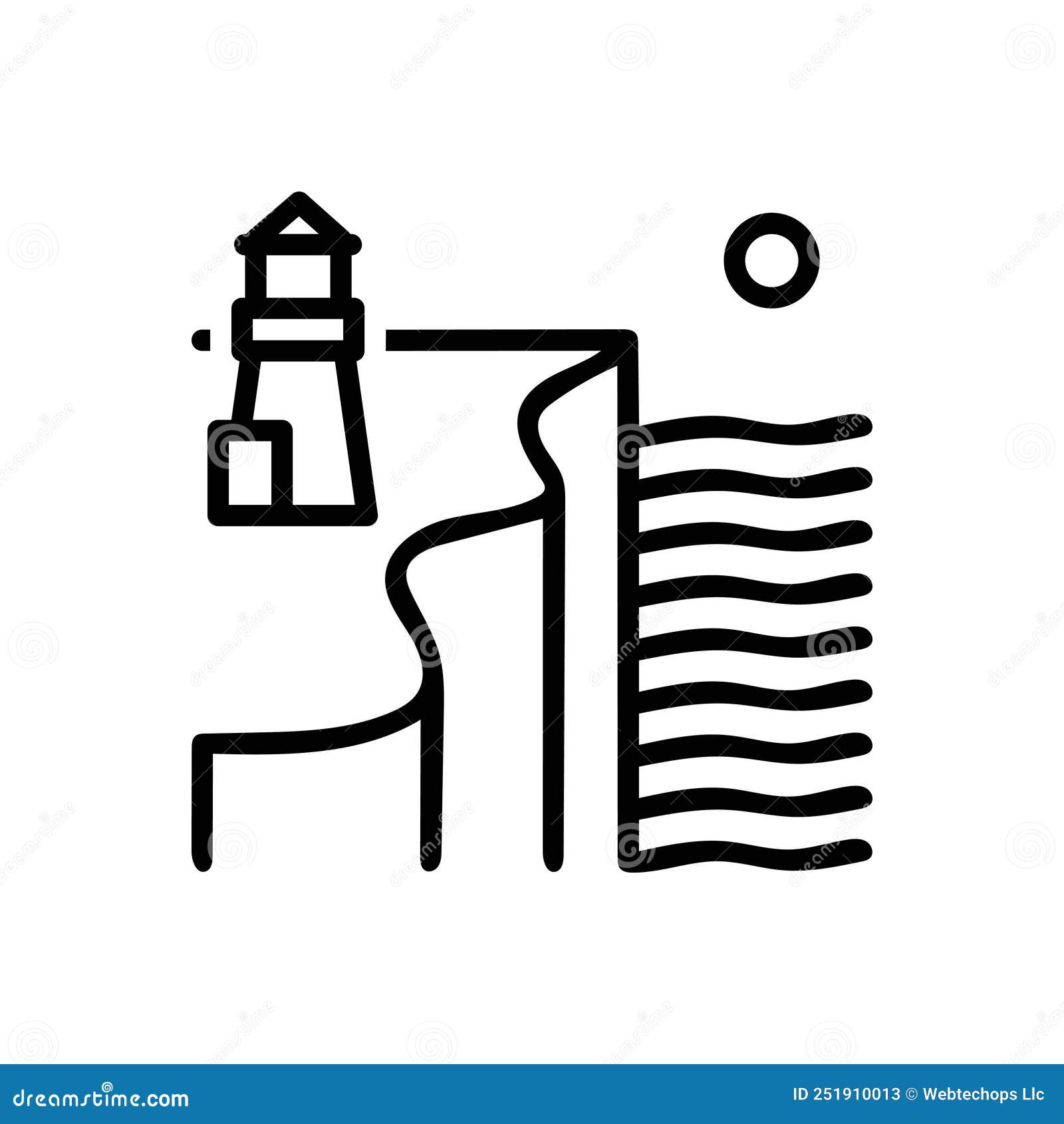 Black Line Icon for Cove, Beacon and Landmark Stock Illustration ...