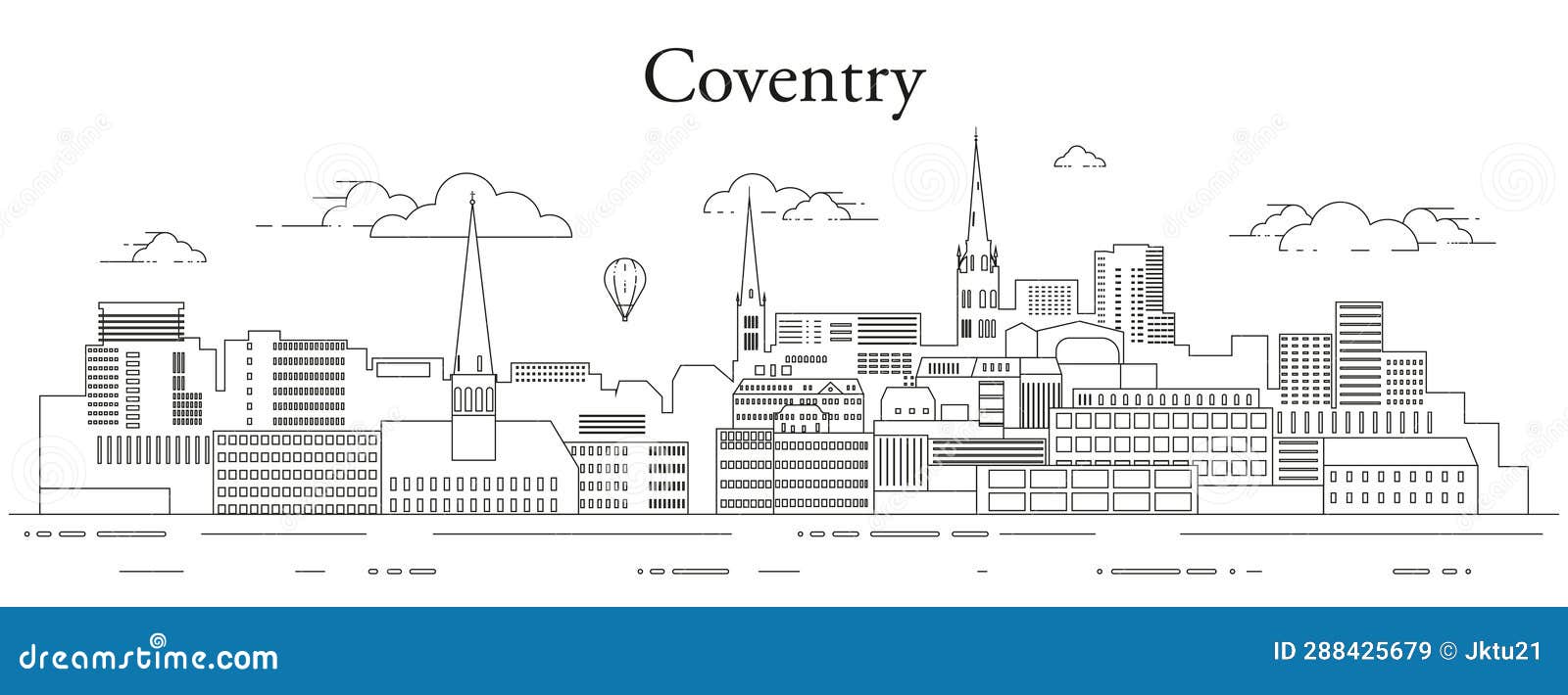 Coventry Skyline Vector Colorful Poster On Beautiful Triangular Texture ...