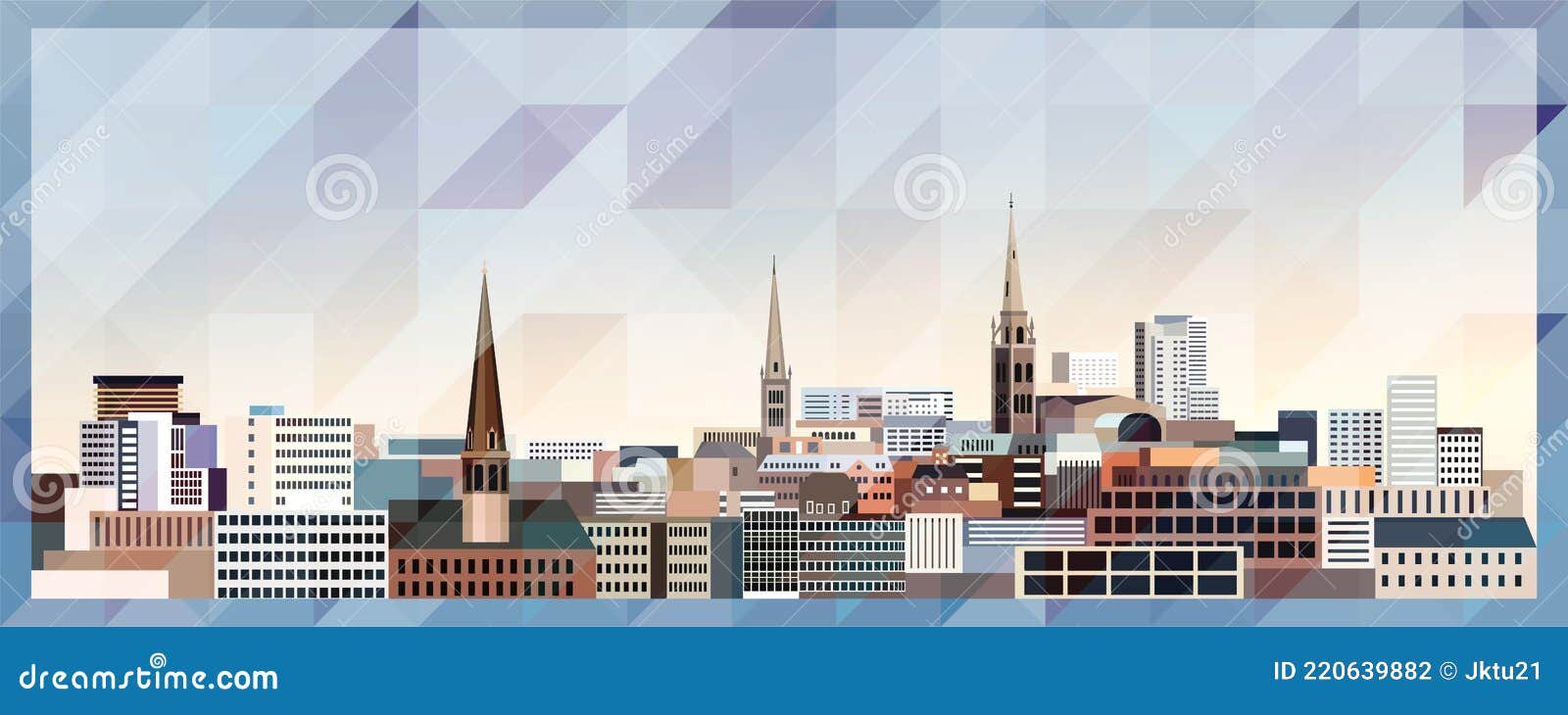 Coventry Skyline Vector Colorful Poster on Beautiful Triangular Texture ...